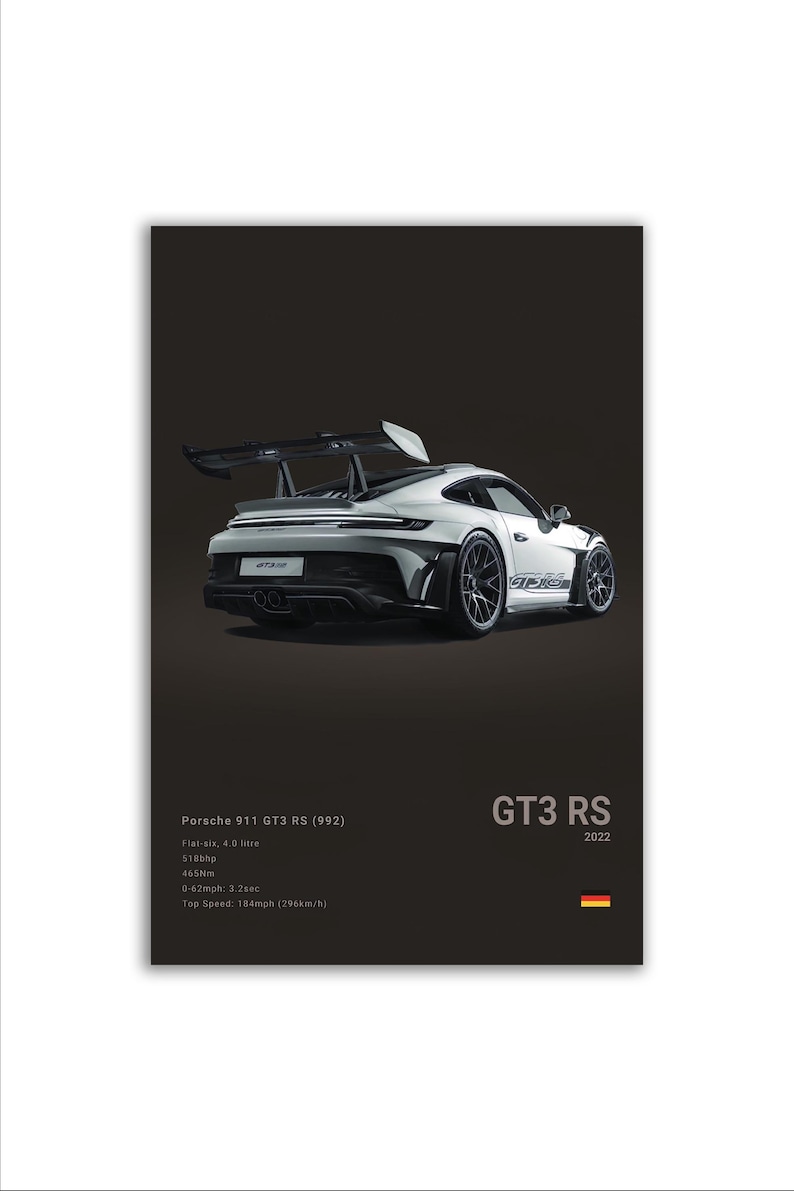 Porsche 911 GT3 RS Poster | 992 | Car Print | Hyper Car Poster | Super ...