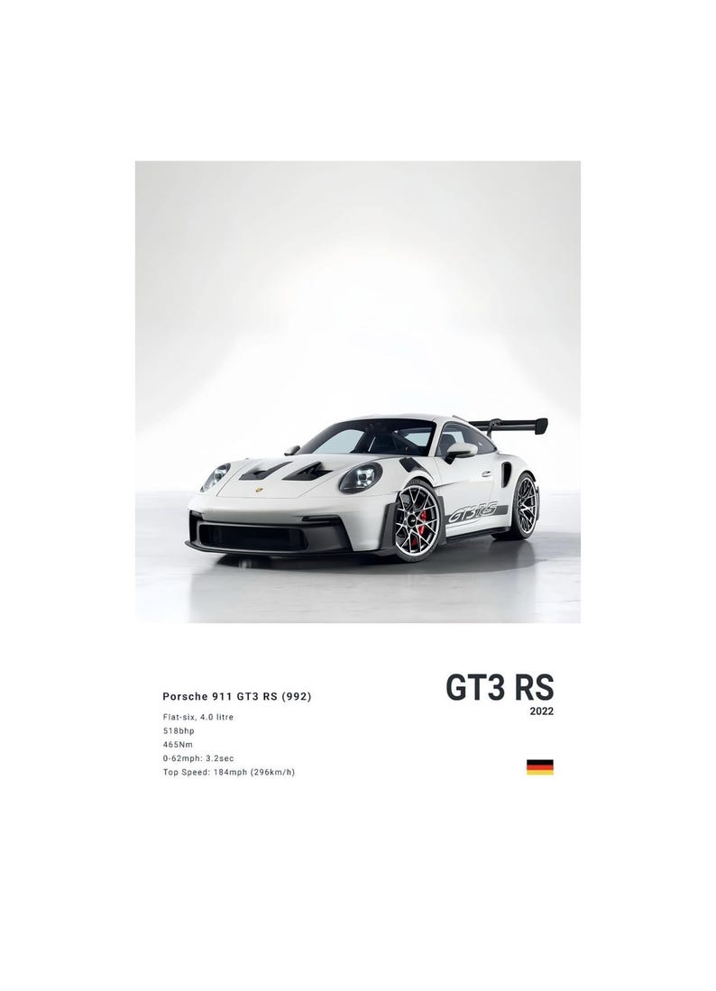 Porsche 911 GT3 RS Poster | 992 | Car Print | Hyper Car Poster | Super ...