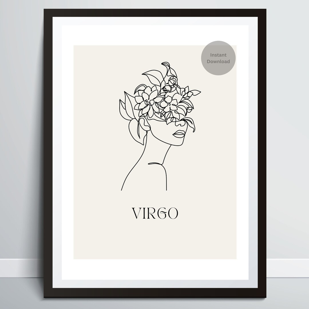 Virgo Line Art Wall Art Instant Download Printable Astrology Etsy