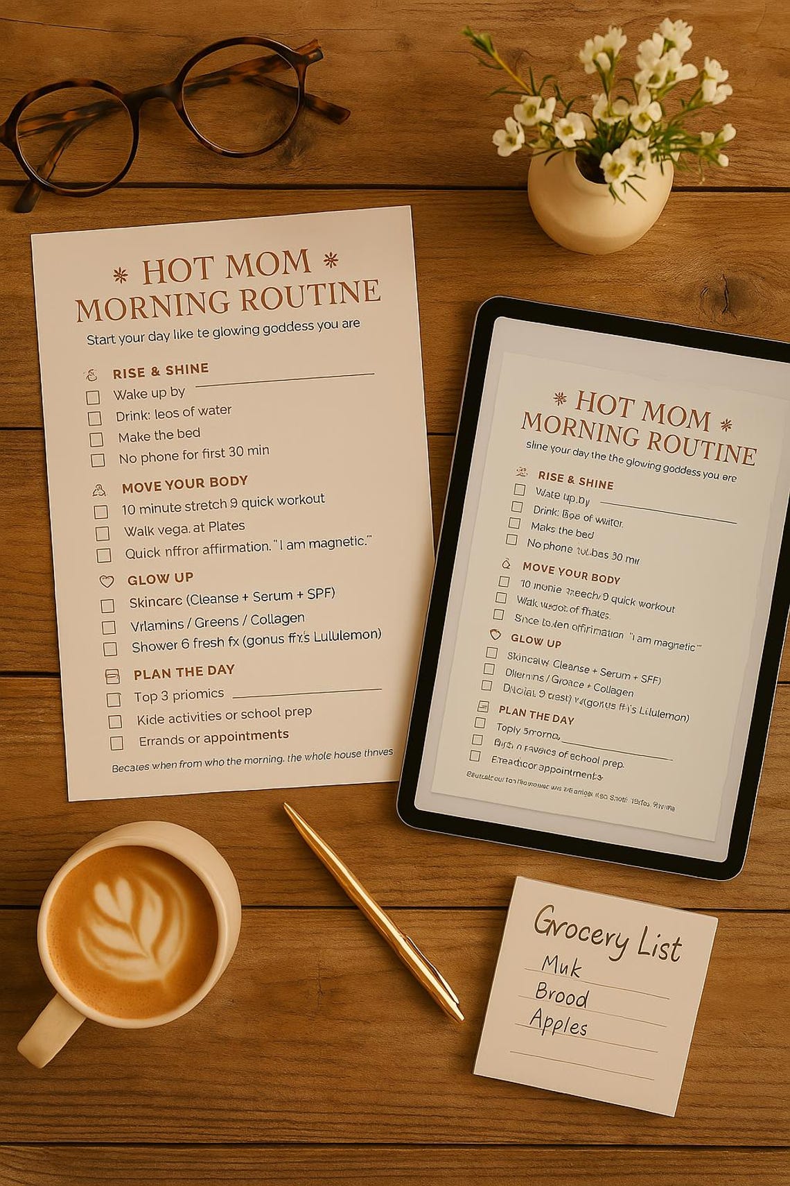 Hot Moms Checklist | Printable Daily Self-care Planner for Moms | Funny ...