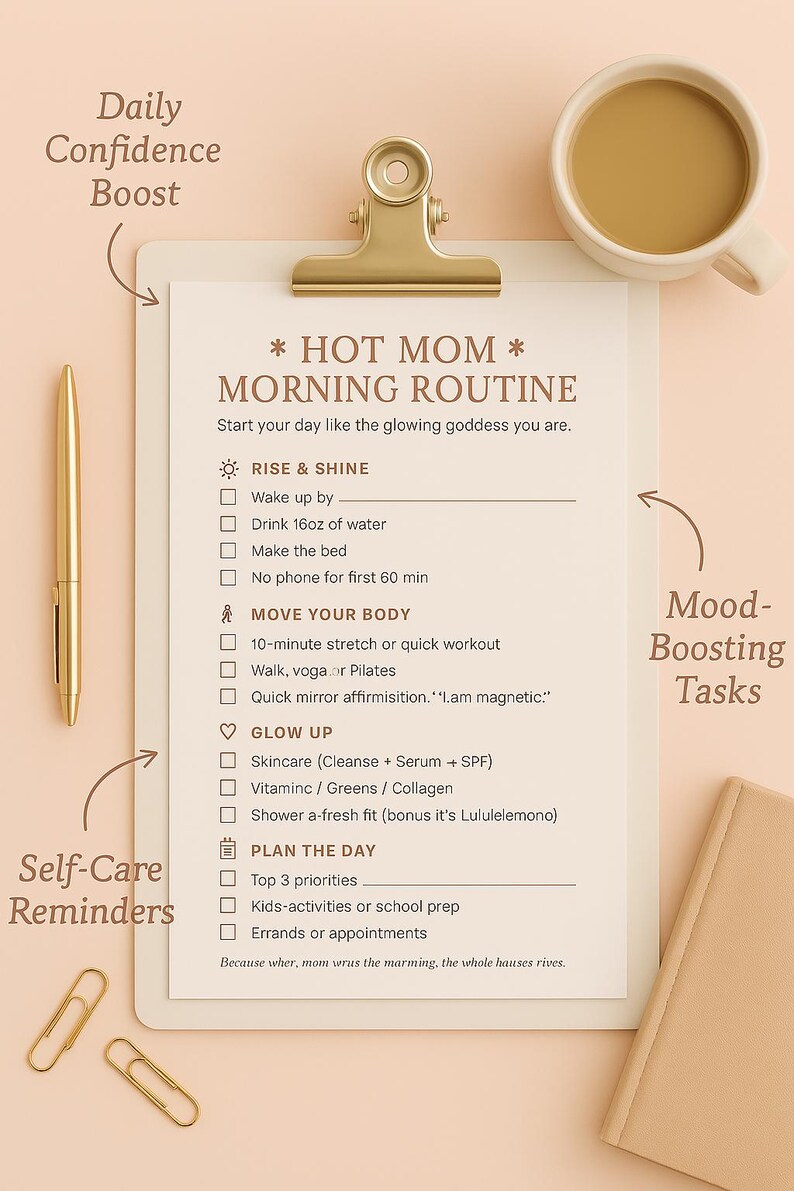 Hot Moms Checklist | Printable Daily Self-care Planner for Moms | Funny ...