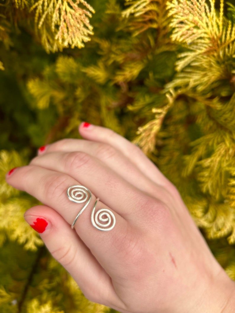 Swirling Ring, Wire Rings, Adjustable Sterling Silver Dainty Ring - Etsy