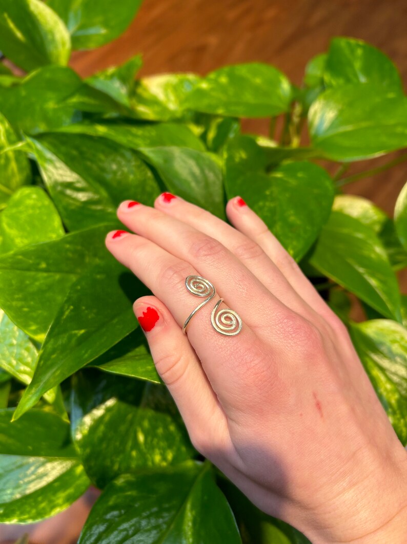Swirling Ring, Wire Rings, Adjustable Sterling Silver Dainty Ring - Etsy