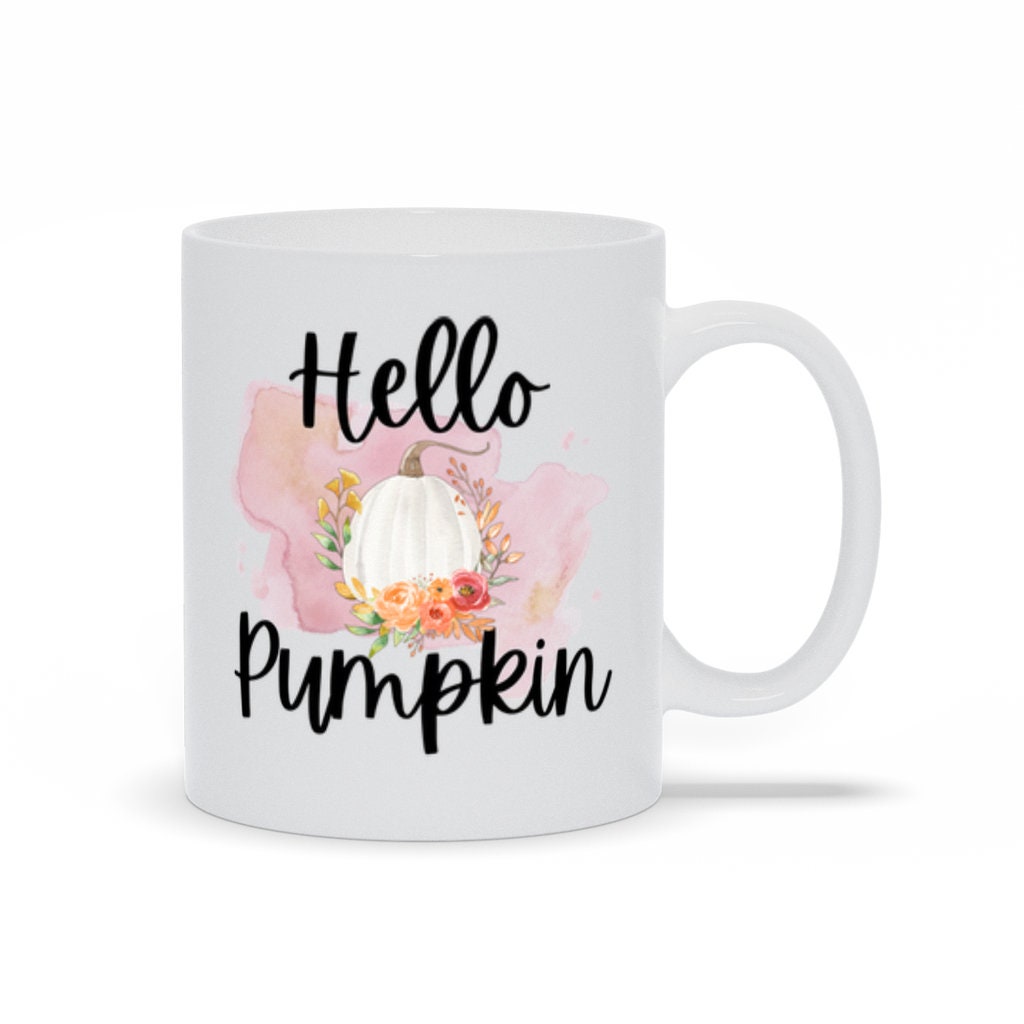 Hello Pumpkin Boho Mug Watercolor Pumpkin Mug Fall Decor Thanksgiving ...