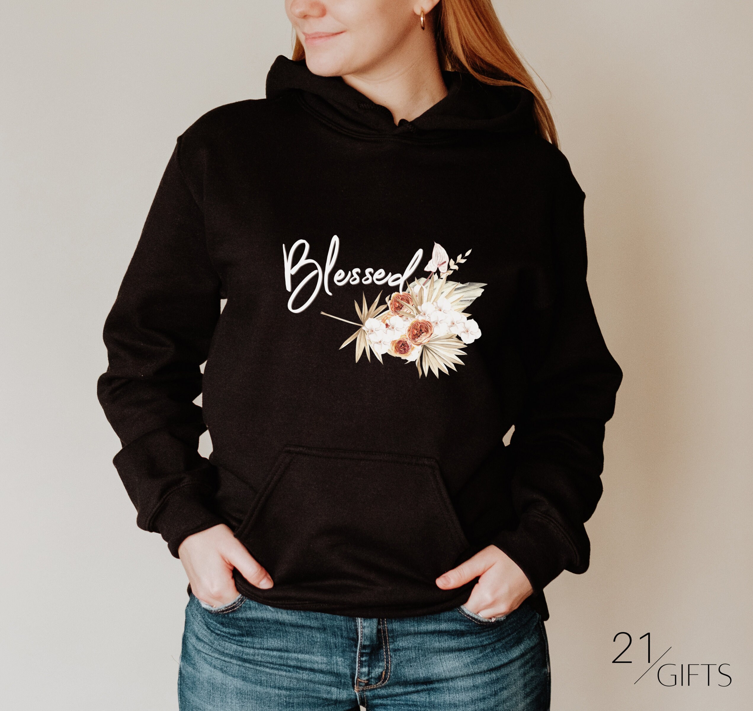 Blessed Hoodie With Flower Graphic Blessed Sweater Christian Clothing ...