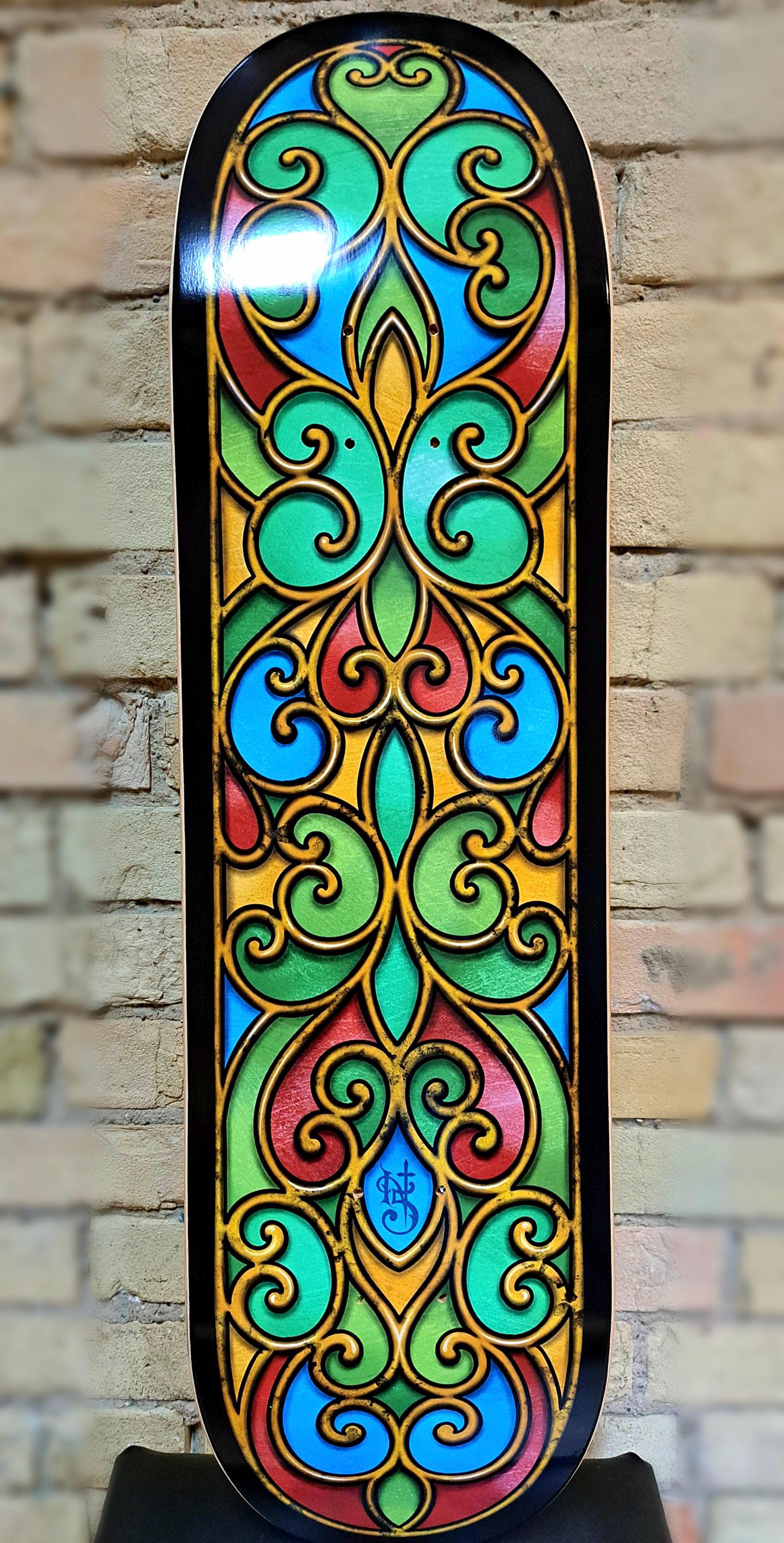 Stained Glass Custom Skateboard Art Design SKRBL Custom Skateboards - Etsy