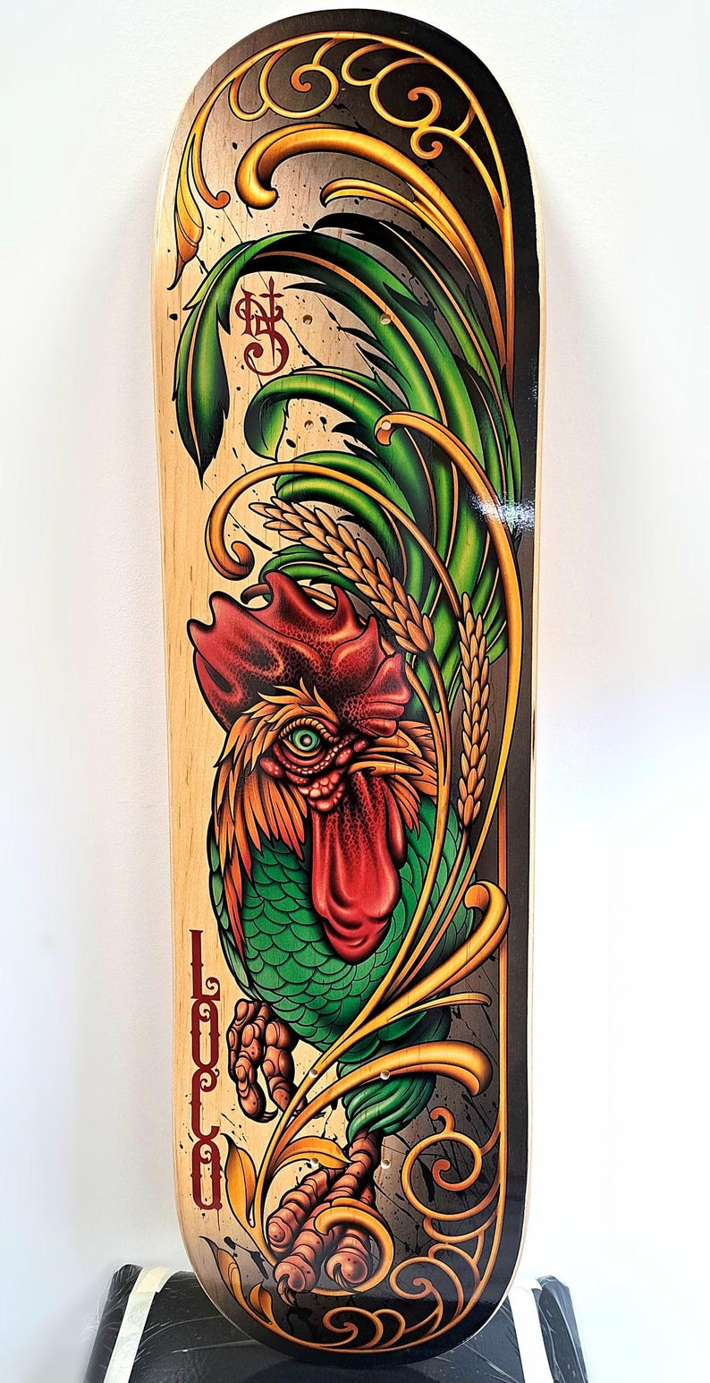 Loco Rooster Custom Skateboard Deck Art SKRBL Skateboards - Etsy
