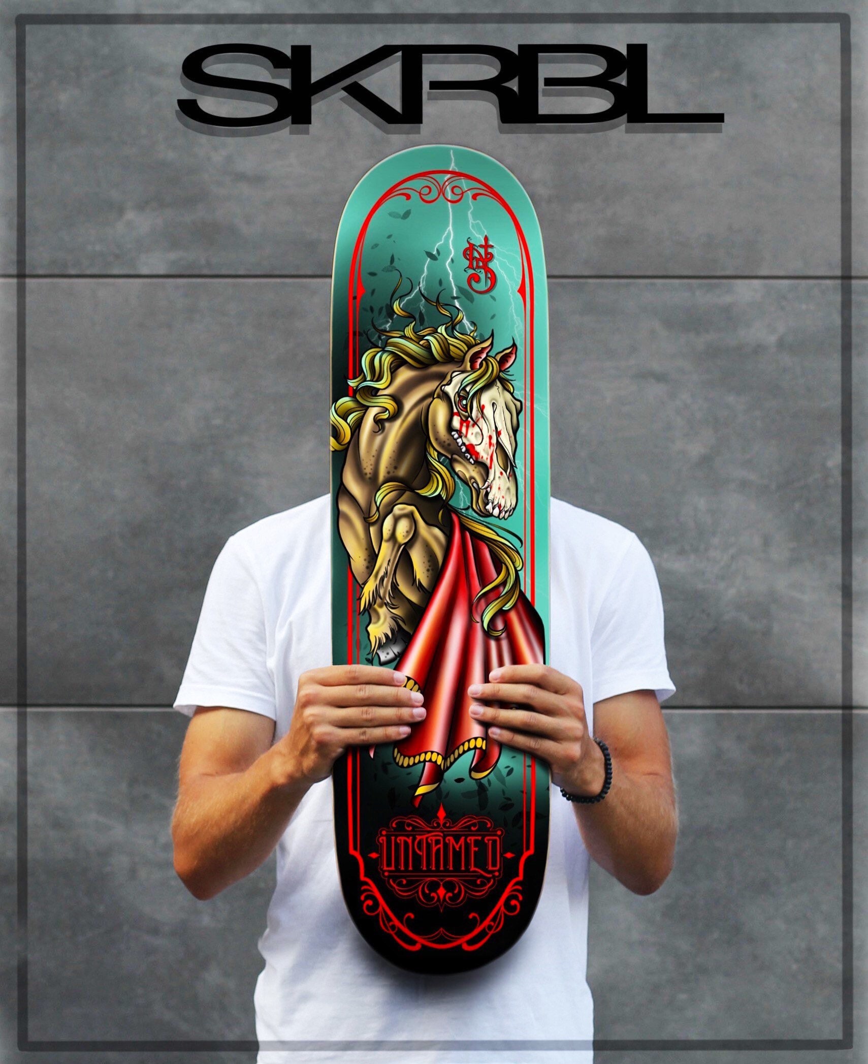 SKRBL Custom Skateboard Art Untamed Horse Deck Design - Etsy