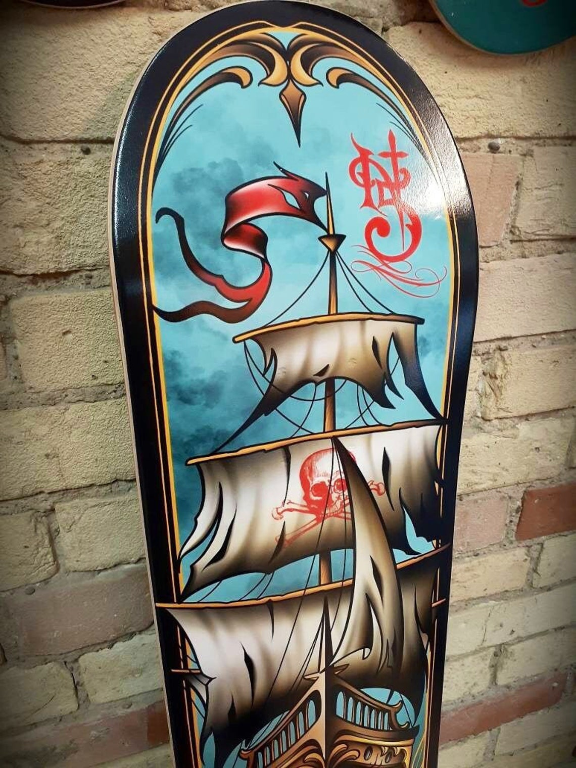 SKRBL Custom Skateboard Deck Art Pirate Skull Design - Etsy