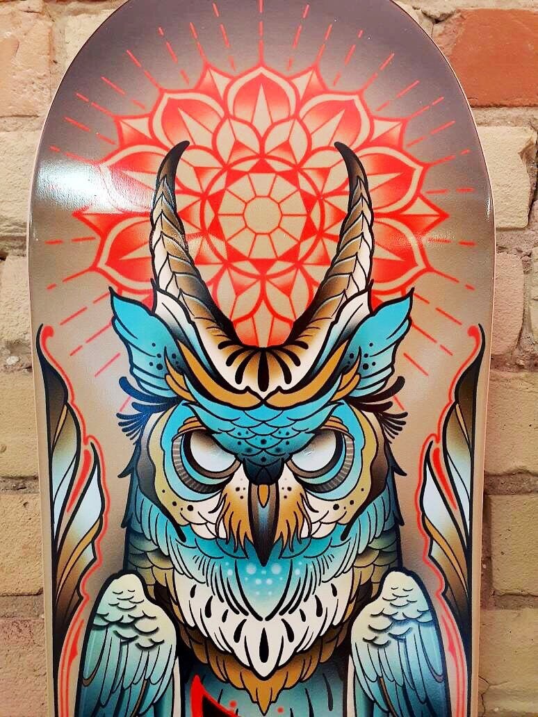 SKRBL Custom Skateboard Horned Owl - Etsy