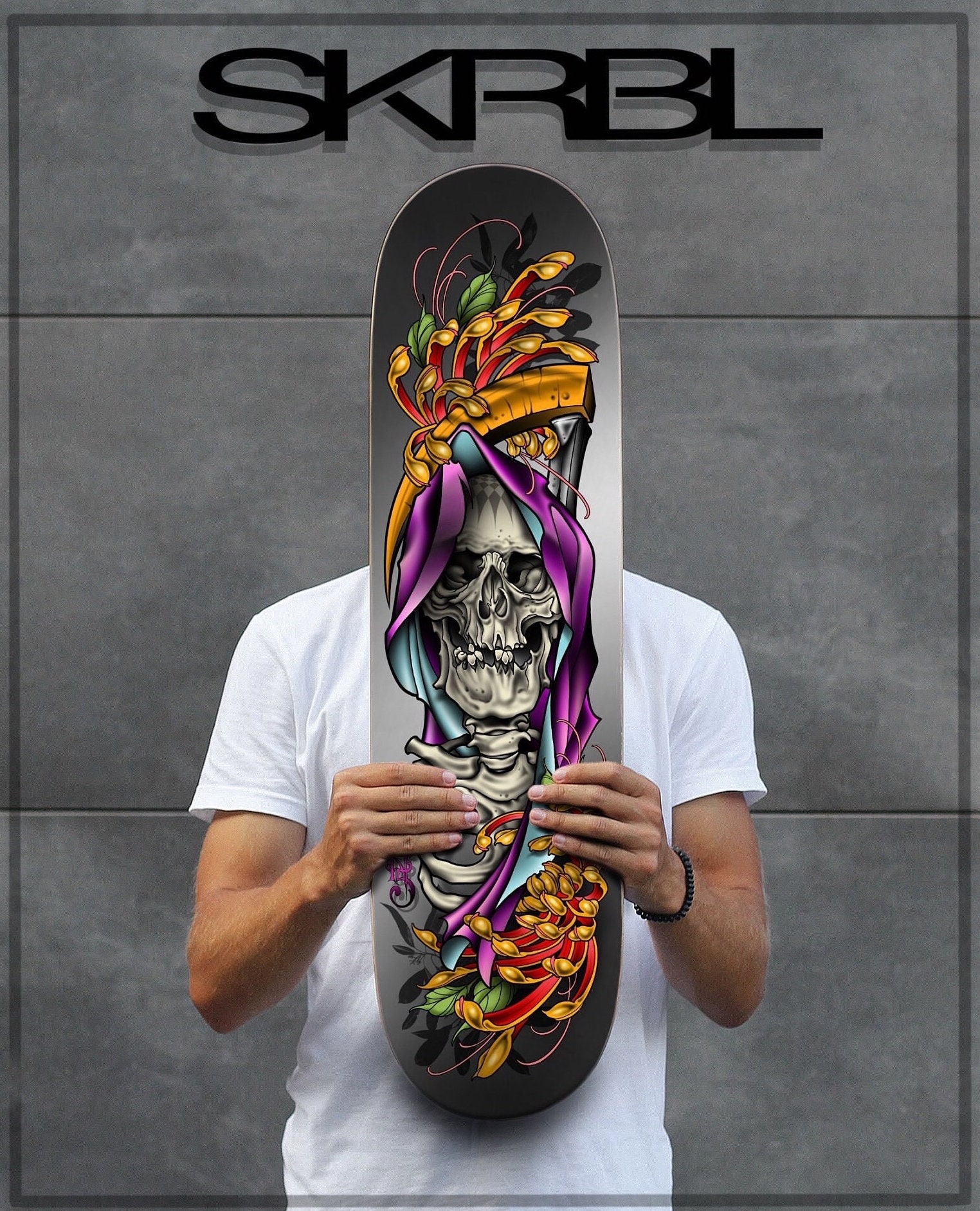 SKRBL Custom Skateboard Art Grim Reaper Skateboard Design Wall Art - Etsy