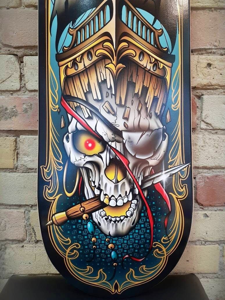 SKRBL Custom Skateboard Deck Art Pirate Skull Design - Etsy