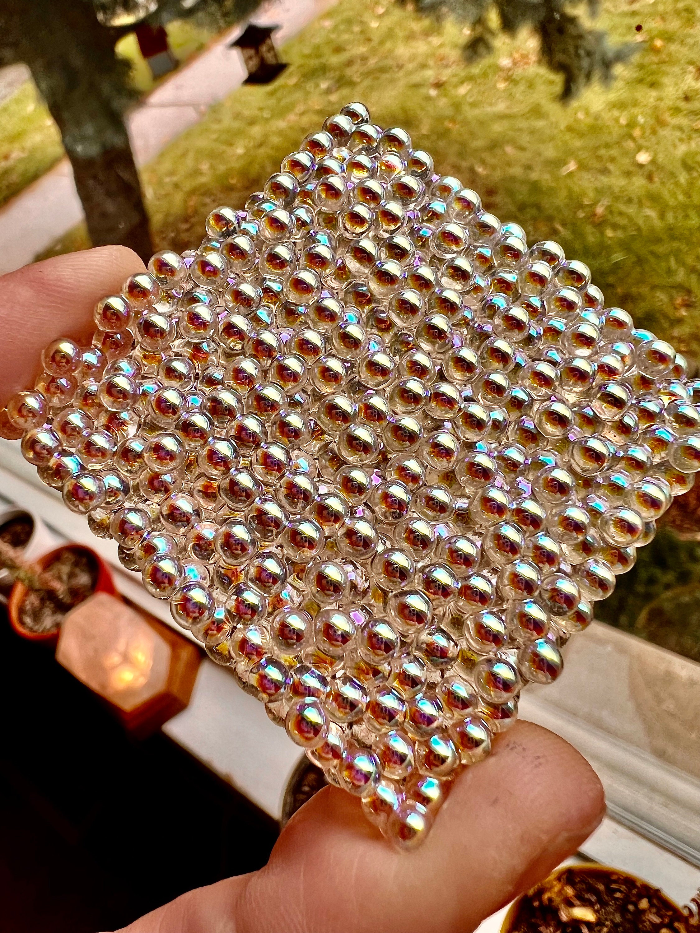 Trichroic PEARL Glass Square Jewel 3 Sizes German Made Stained Glass ...