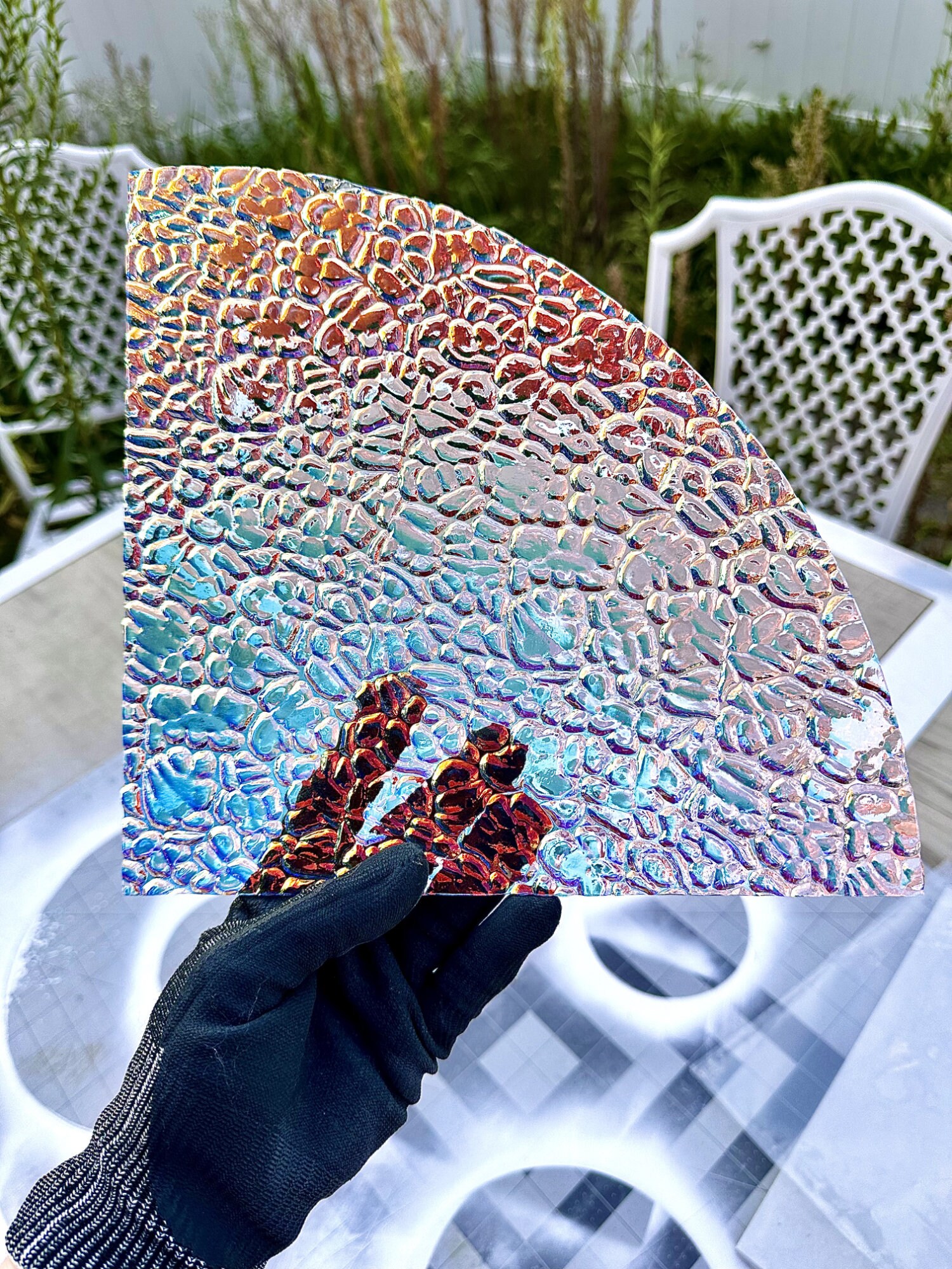 1/4 Sheet of 90coe Premium CBS Dichroic Glass on Clear Figure C With ...
