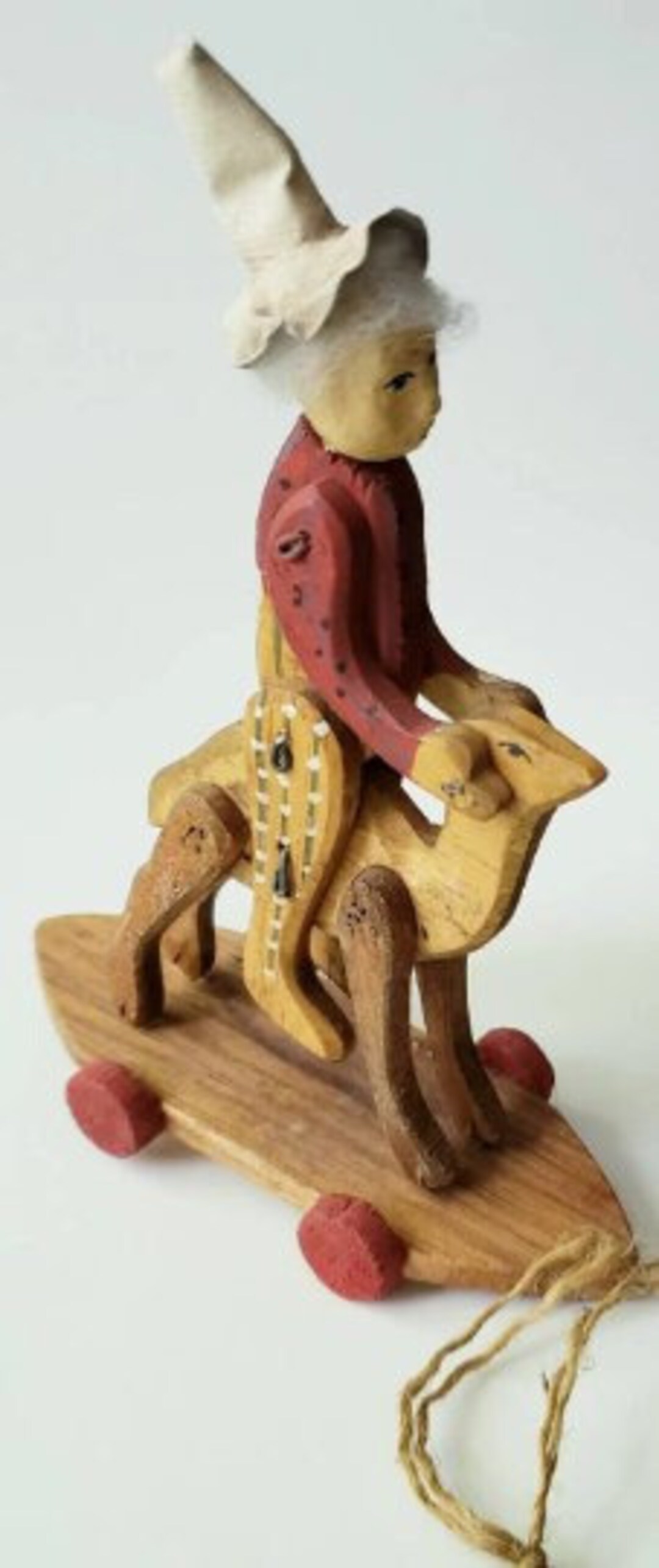 Antique Primitive Toys, Folk Art, Wooden Hand Carved Man on Wild Pig ...