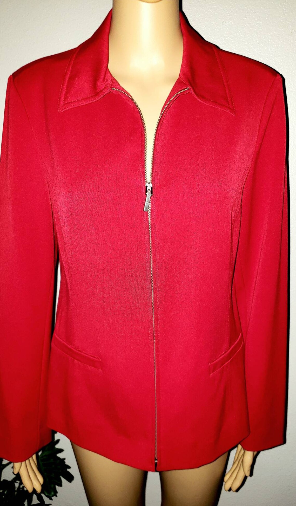 TALBOTS Stretch Red Blazer Talbots Zip up Jacket - Etsy