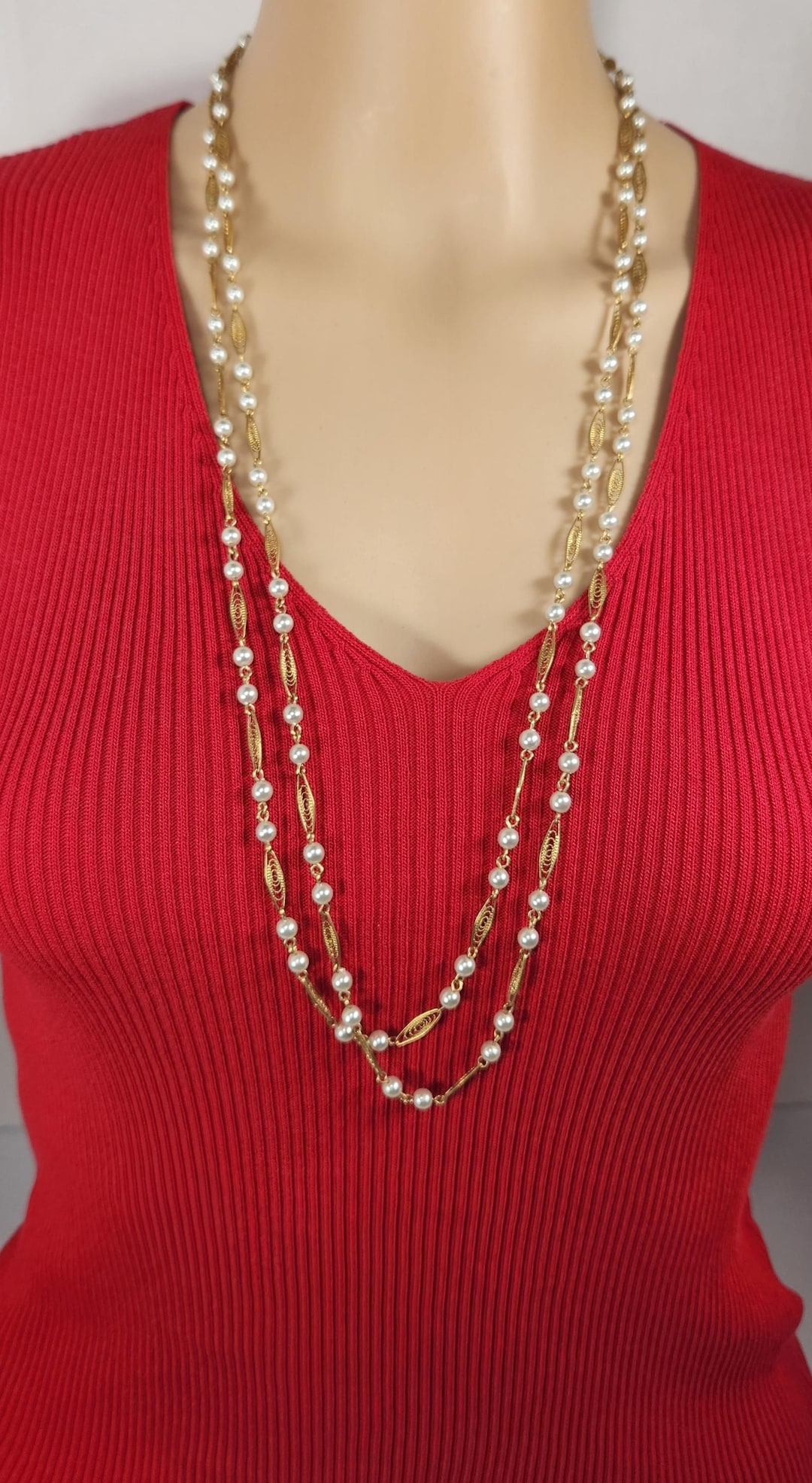 TRIFARI Extra Large Double Strand Chain Link Necklace in Gold Tone ...