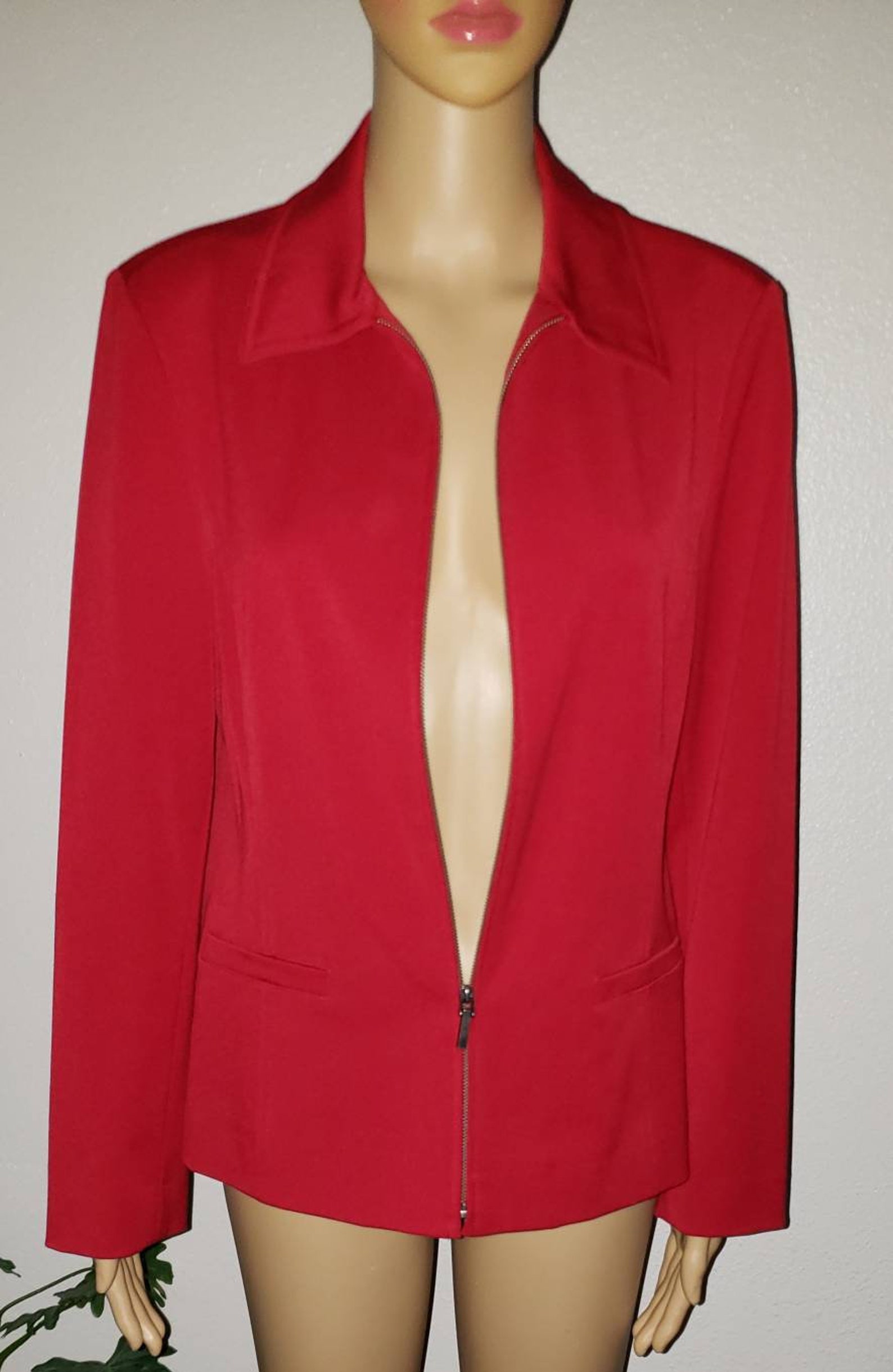 TALBOTS Stretch Red Blazer Talbots Zip up Jacket - Etsy