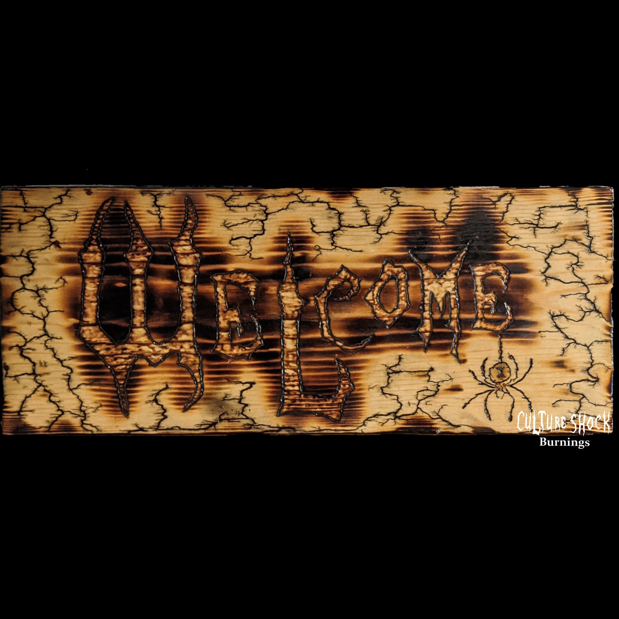 100% Lichtenberg - Gothic Welcome Sign - Fractal Wood Burn - Etsy