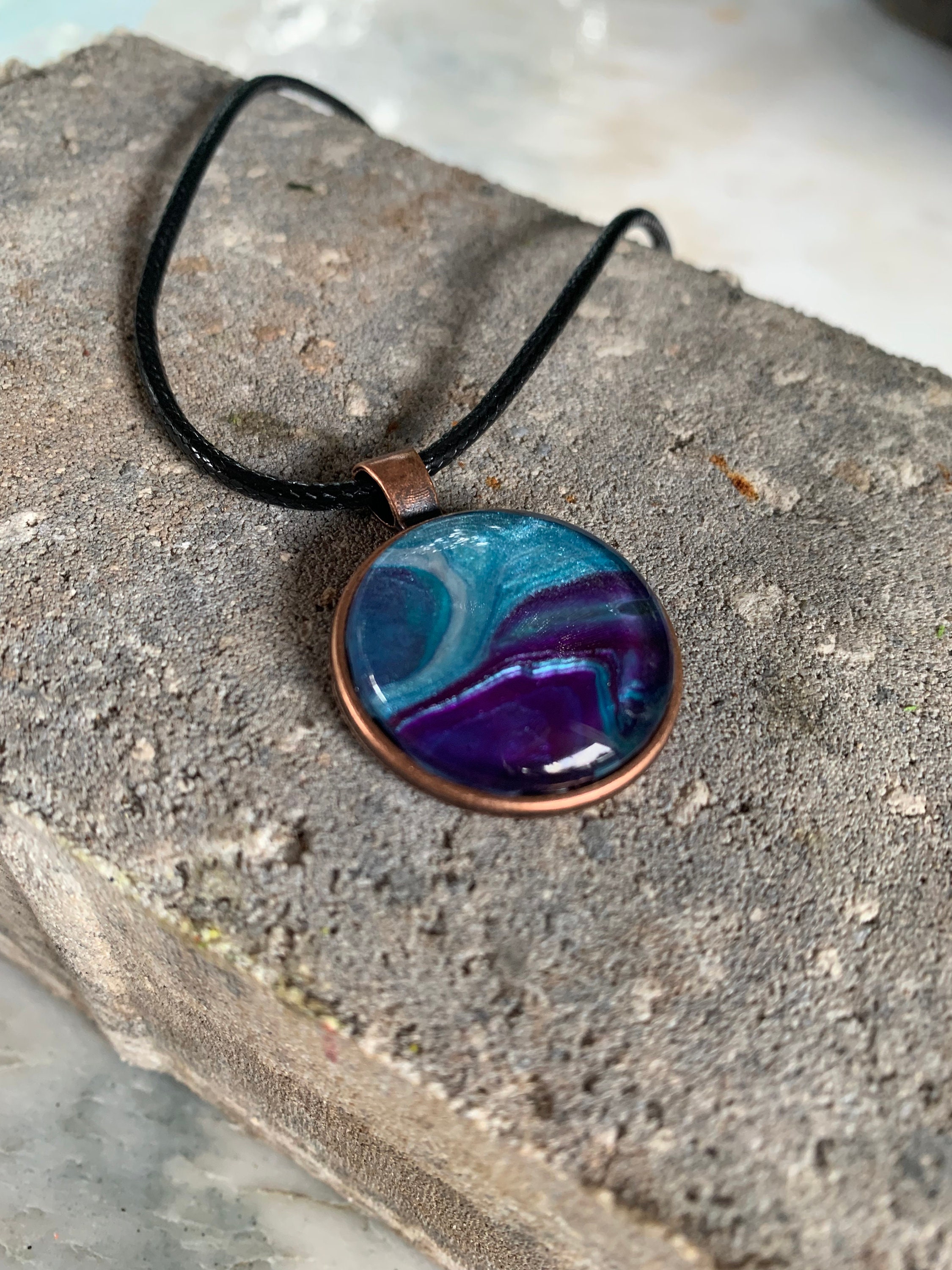 Unique Abstract Hand Painted Pendant - Etsy