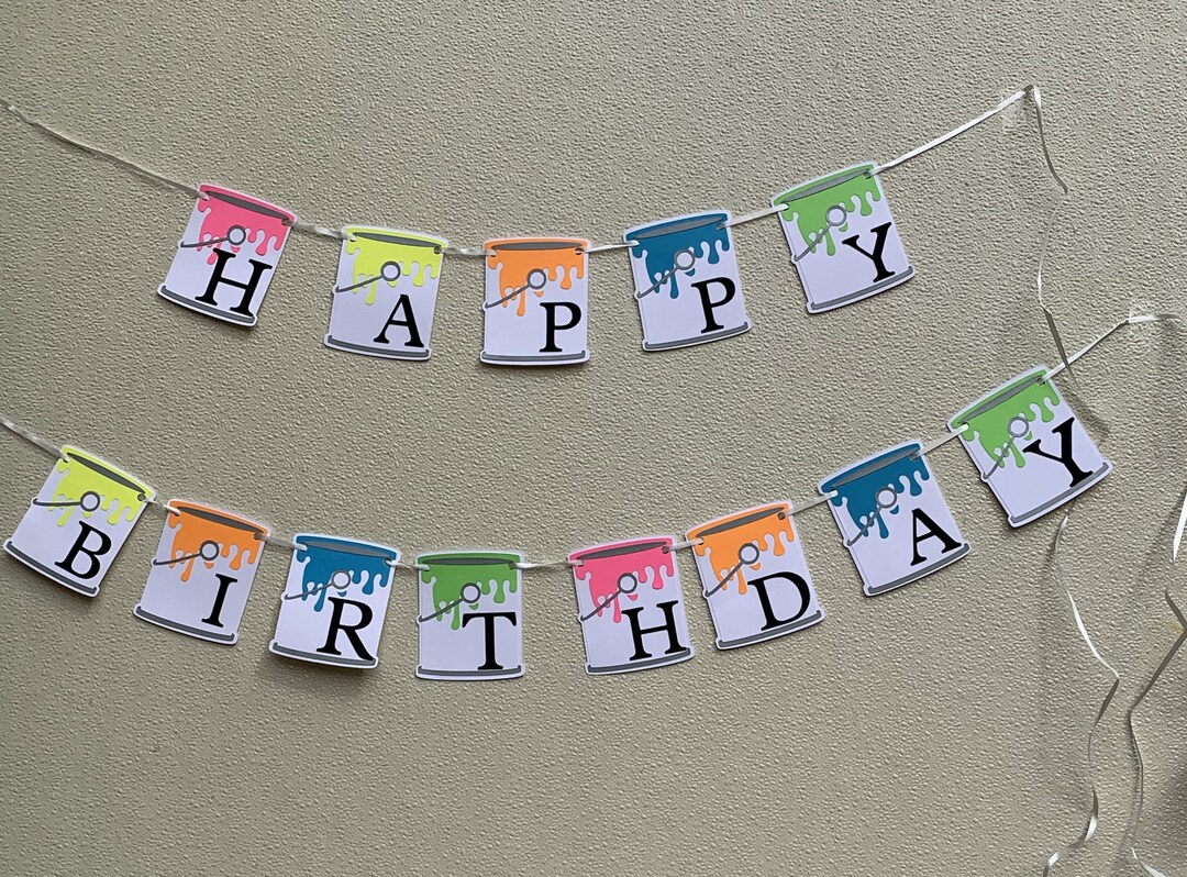 Paint Splatter Birthday Banner - Etsy