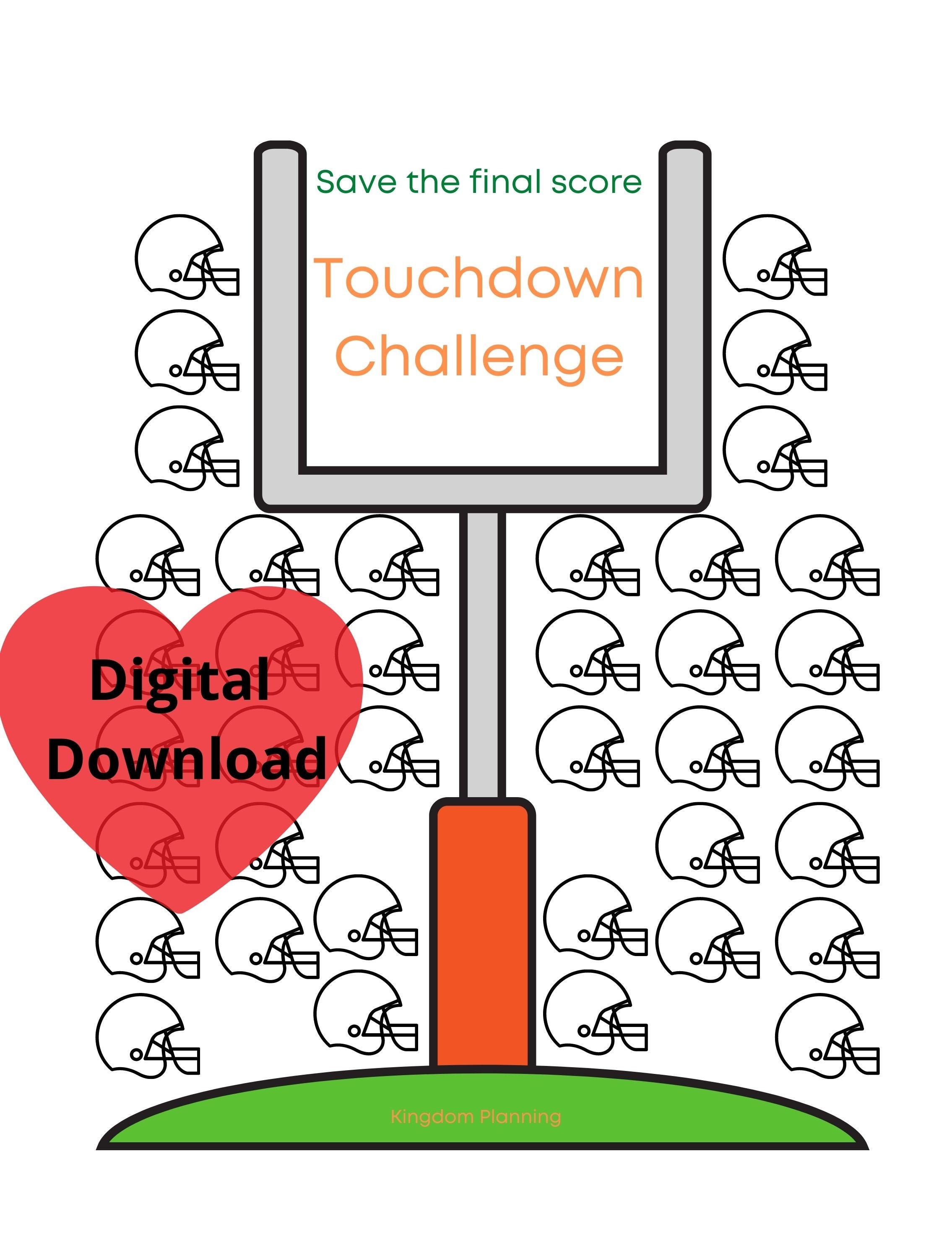 Football Touchdown Savings Challenge, Budget, Tracker, Weekly, Low ...
