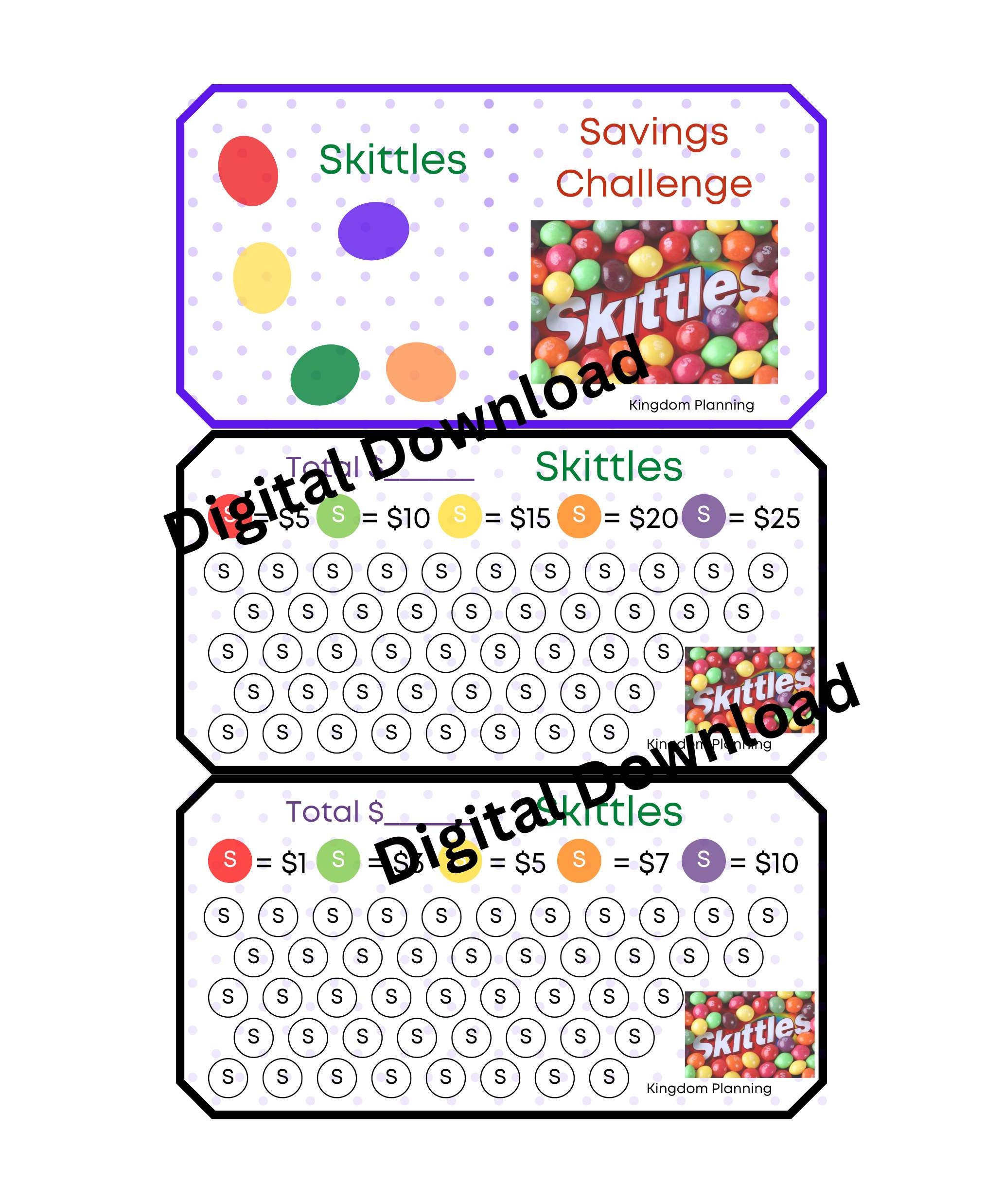 Skittles Savings Challenge Budget Tracker Weekly Low - Etsy