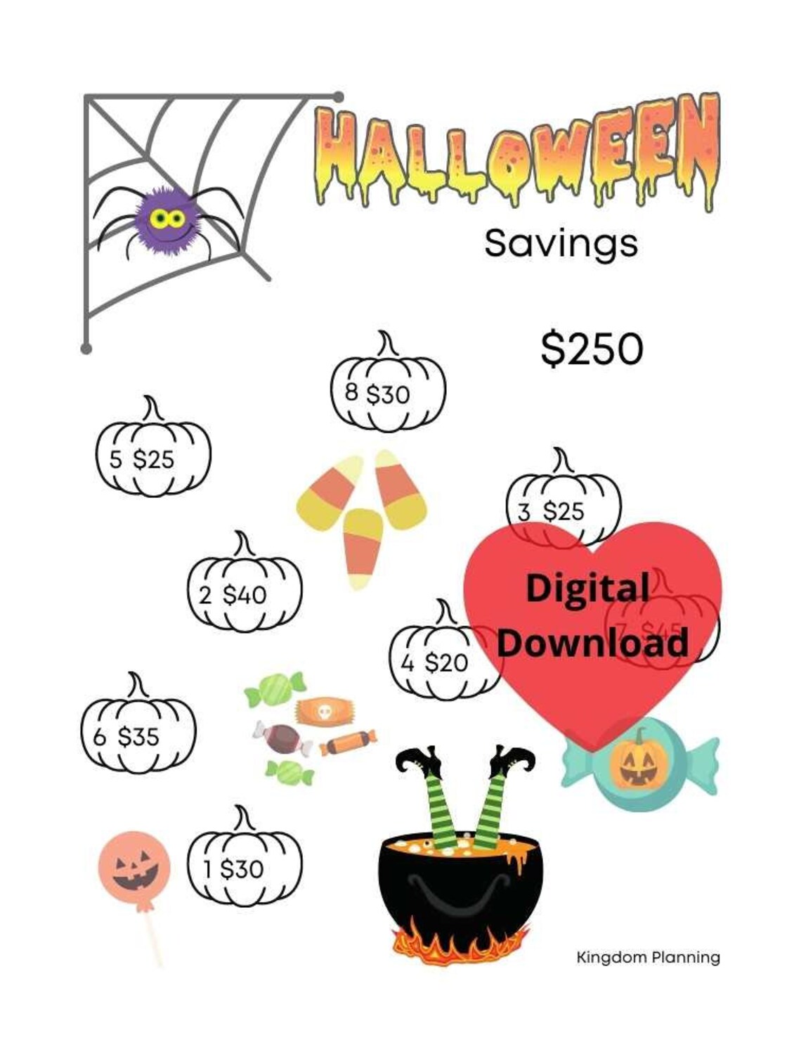 Halloween Savings Challenge Budget Tracker Weekly Low - Etsy