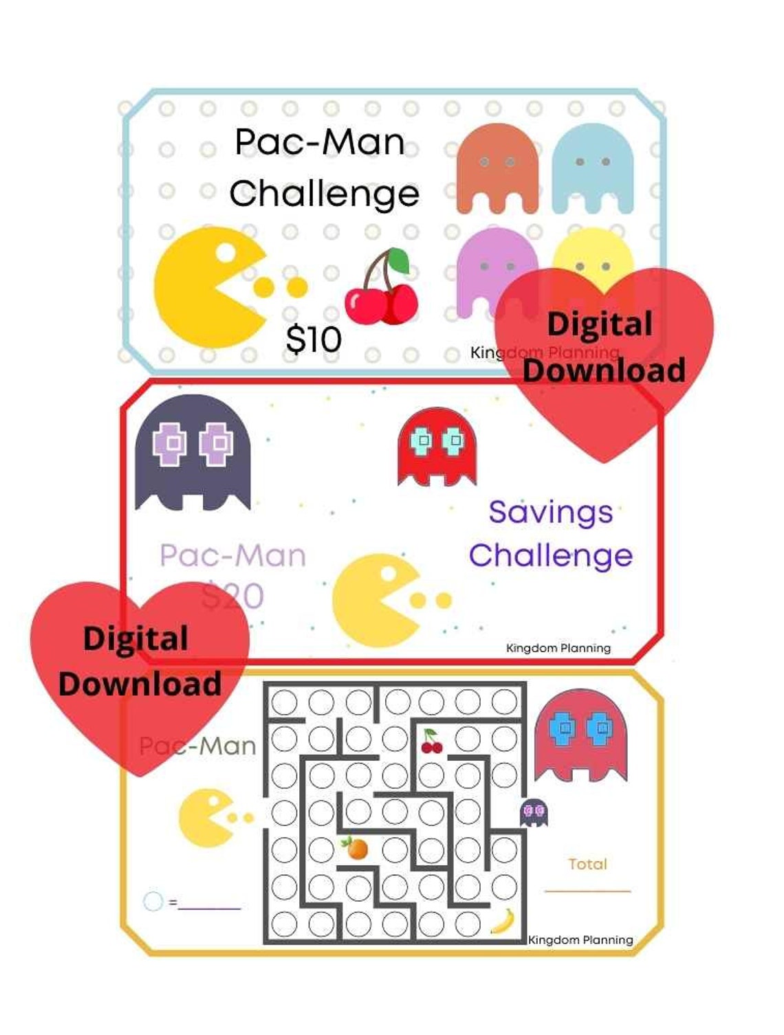Pacman Savings Challenge Budget Tracker Weekly Low Income - Etsy