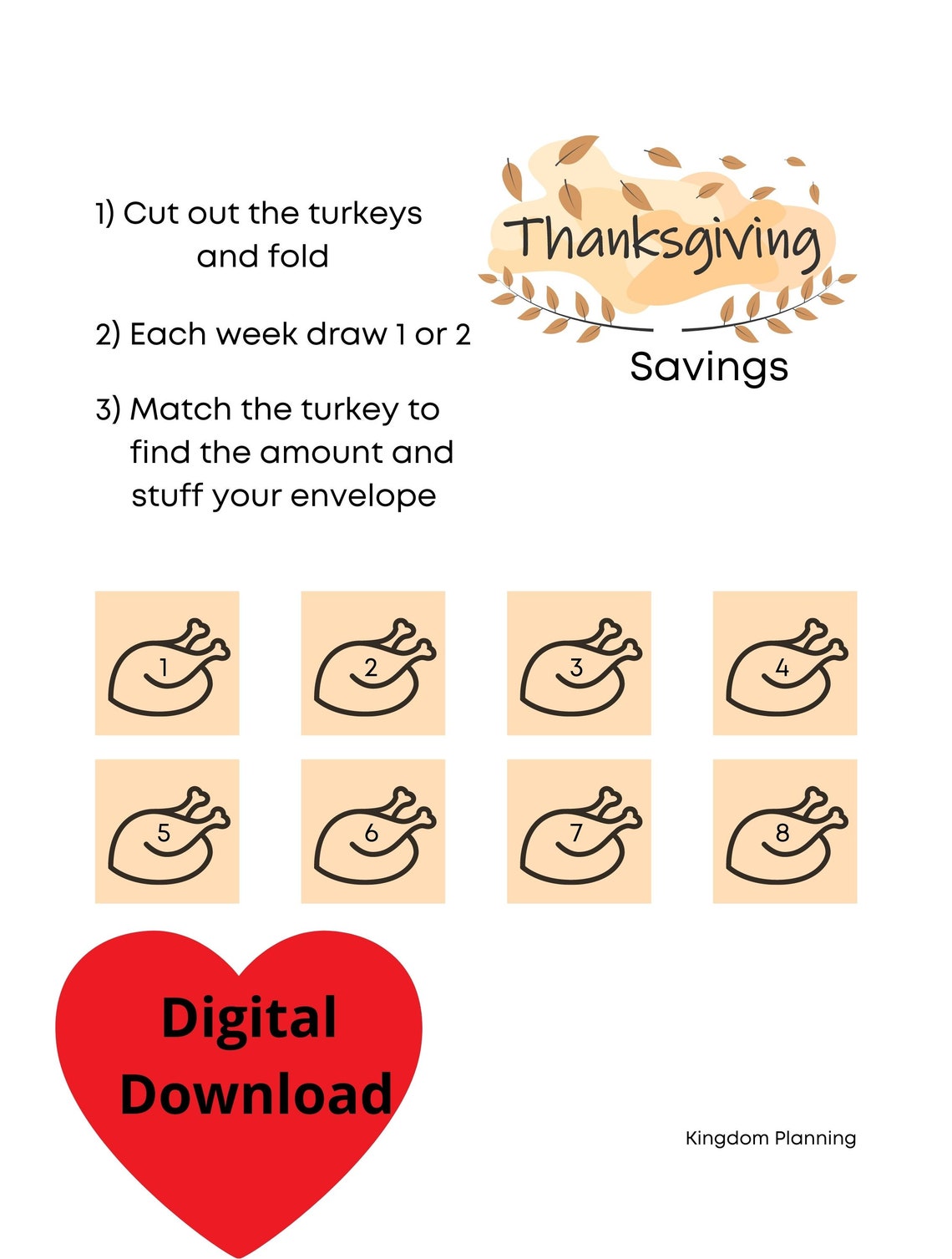 Thanksgiving Savings Challenge Budget Tracker Weekly Low - Etsy