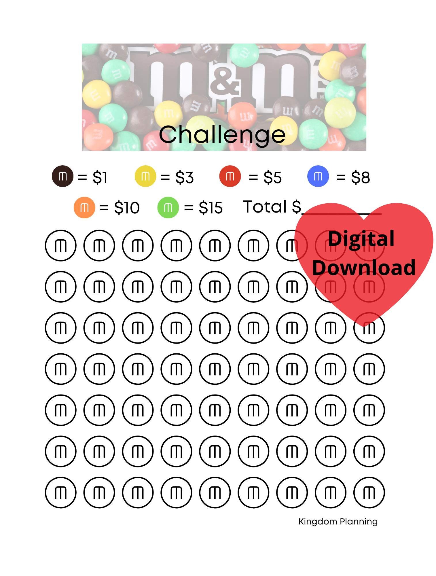 M&M Savings Challenge, Budget, Tracker, Weekly, Low Income, Planning ...