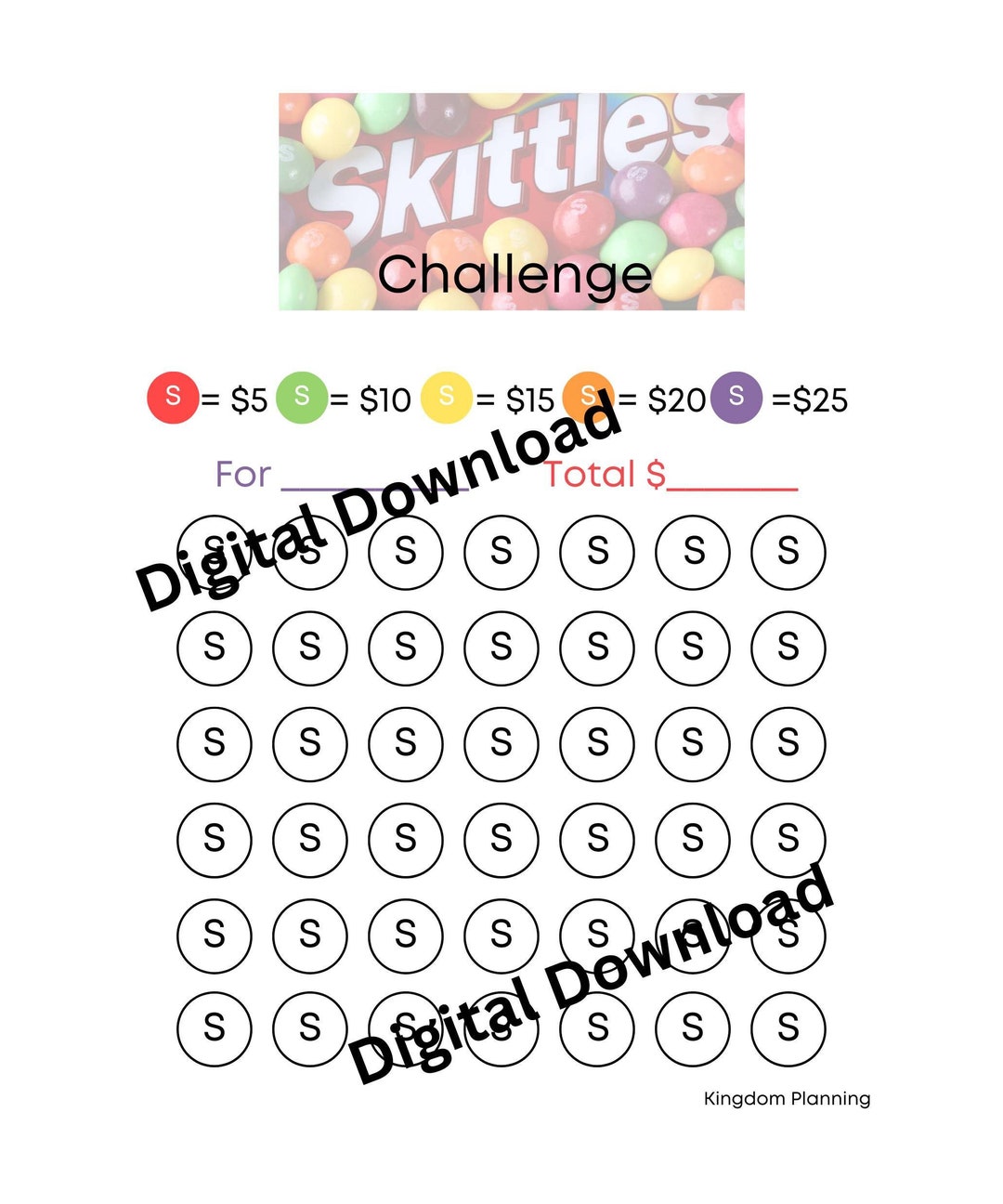 Skittles Savings Challenge, Budget, Tracker, Weekly, Low Income ...