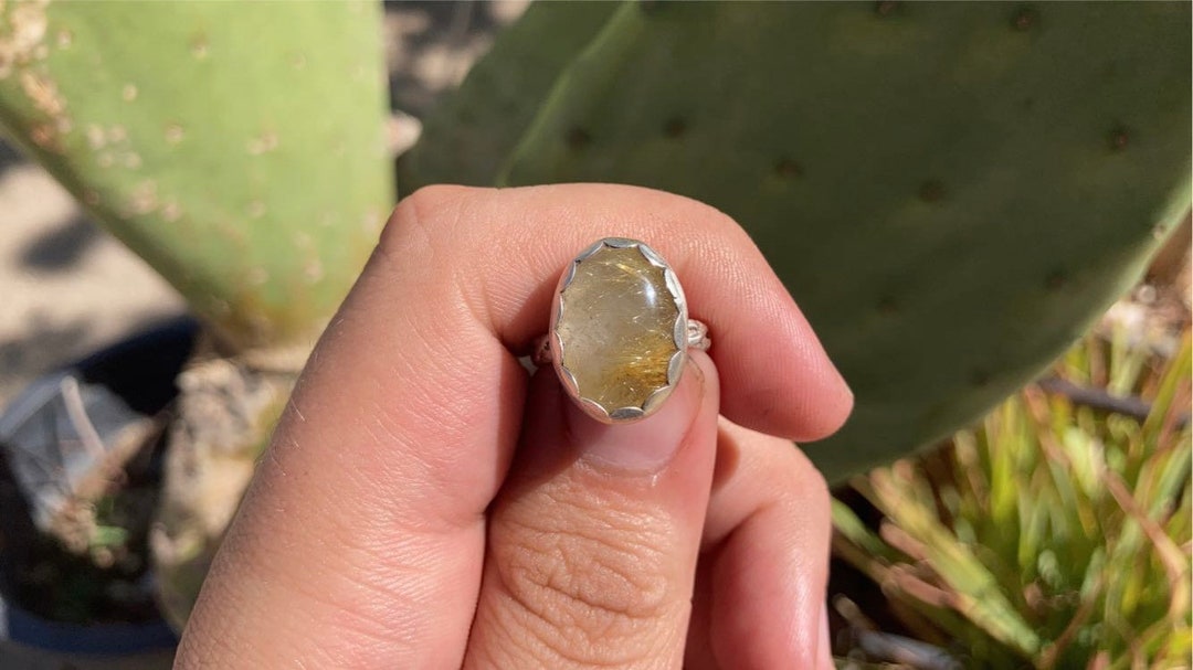 Size 7, Sterling Silver Rutilated Quartz Ring - Etsy