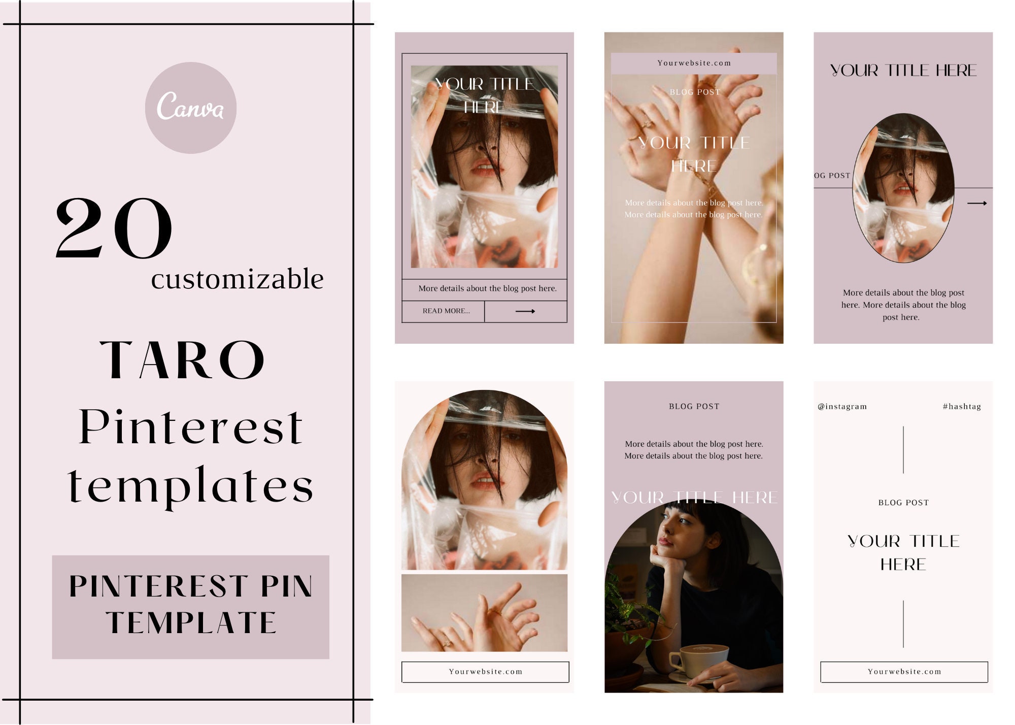 Pinterest Templates for Canva - Taro Tone Palette for Aesthetic Social ...
