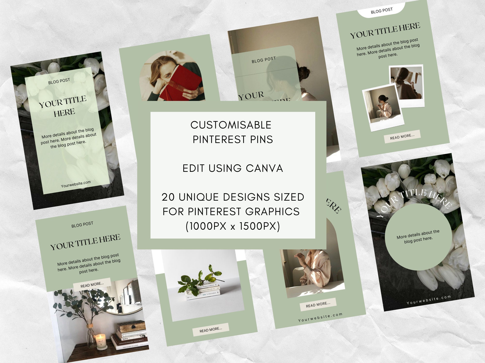 Pinterest Templates for Canva - Olive Tone Palette for Aesthetic Social ...