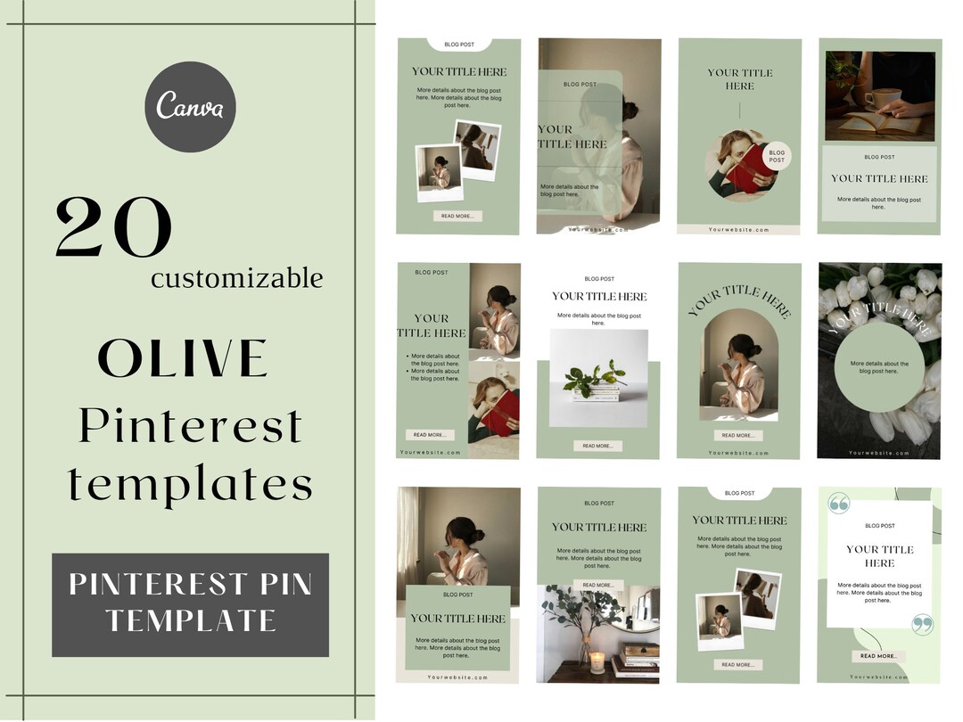 Pinterest Templates for Canva - Olive Tone Palette for Aesthetic Social ...