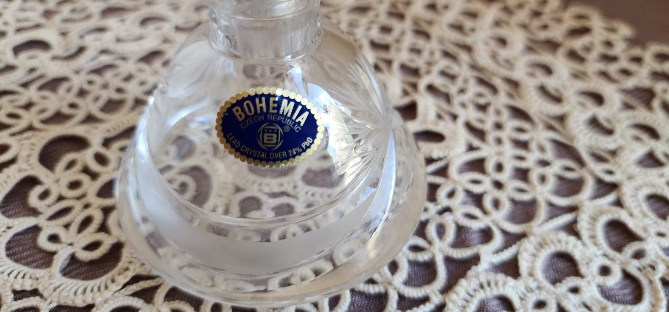 Vintage Czech Bohemia Lead Cut Crystal Perfume Bottle With Faceted ...
