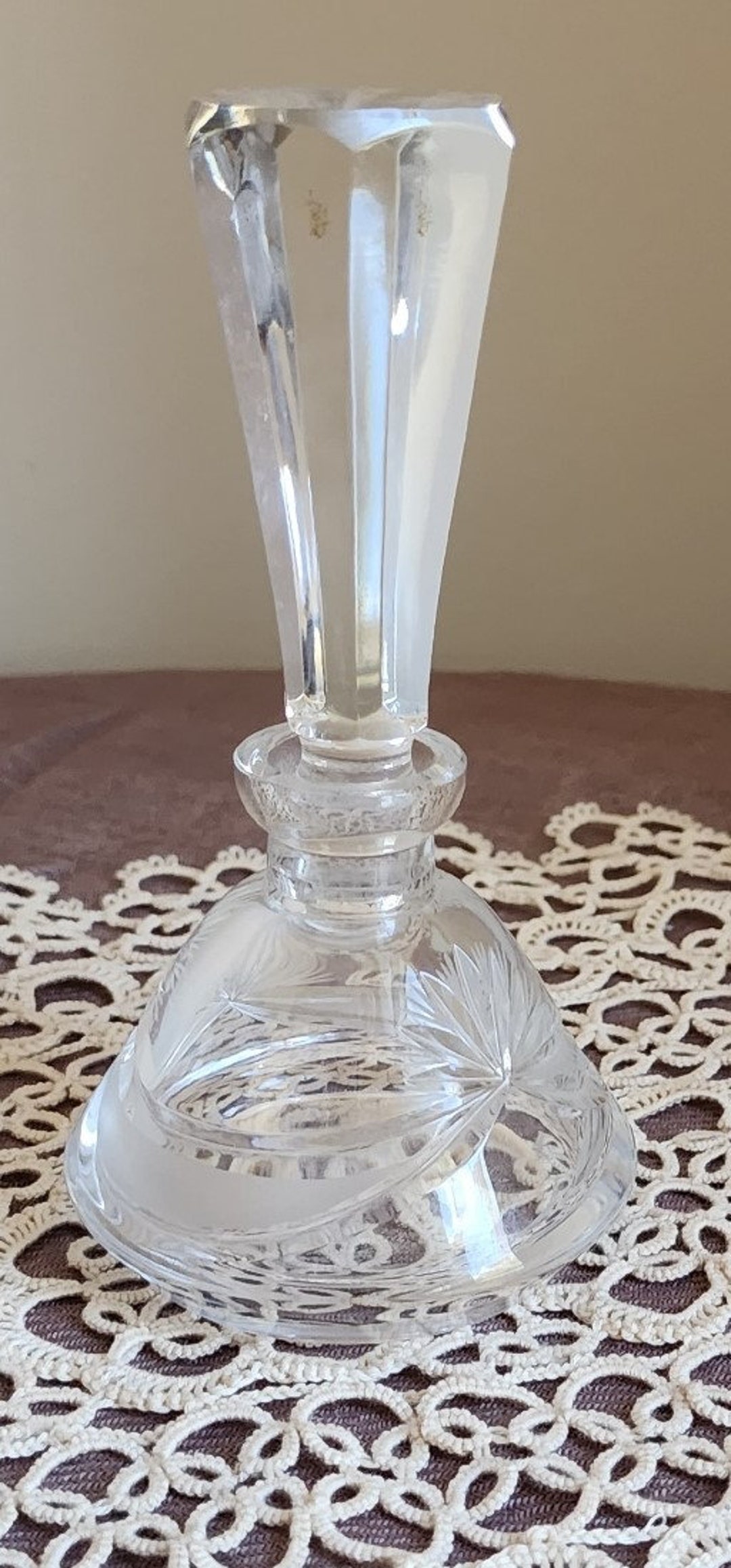 Vintage Czech Bohemia Lead Cut Crystal Perfume Bottle With Faceted ...