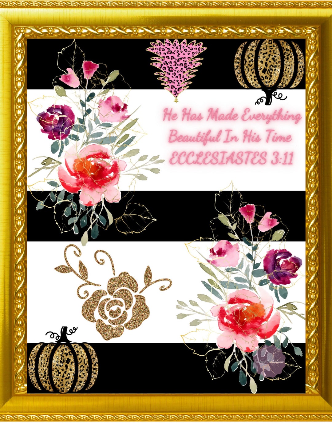 Christmas Winter Watercolor Flower Wall Art Decor Printable Print Photo ...