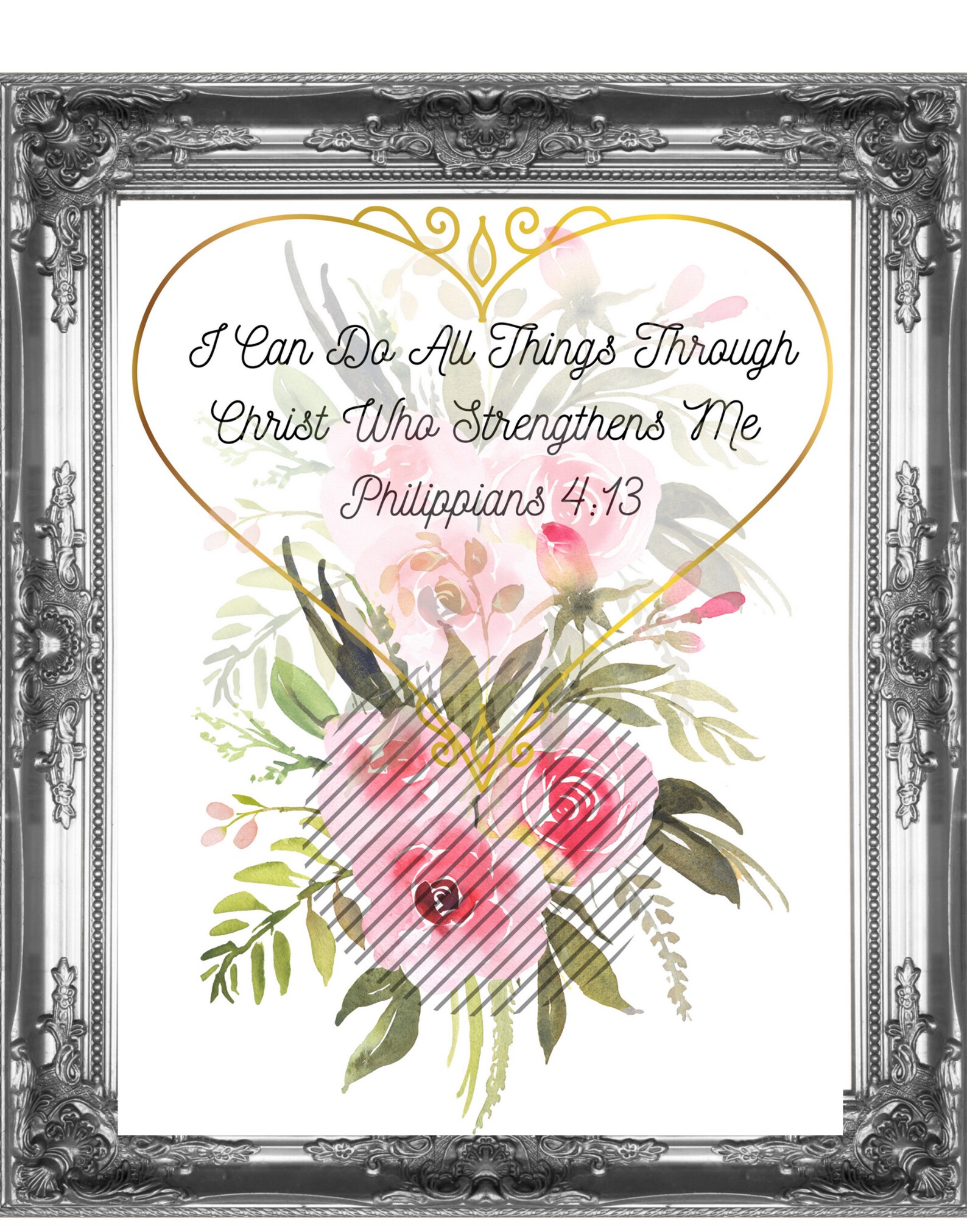 Philippians 4:13 Wall Art Flower Poster Bible Verse Scripture Printable ...