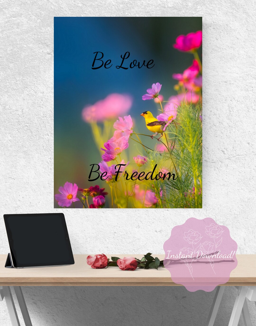 Flower Poster Printable, Flower Print Decor Hanging, Flower Wall Art ...