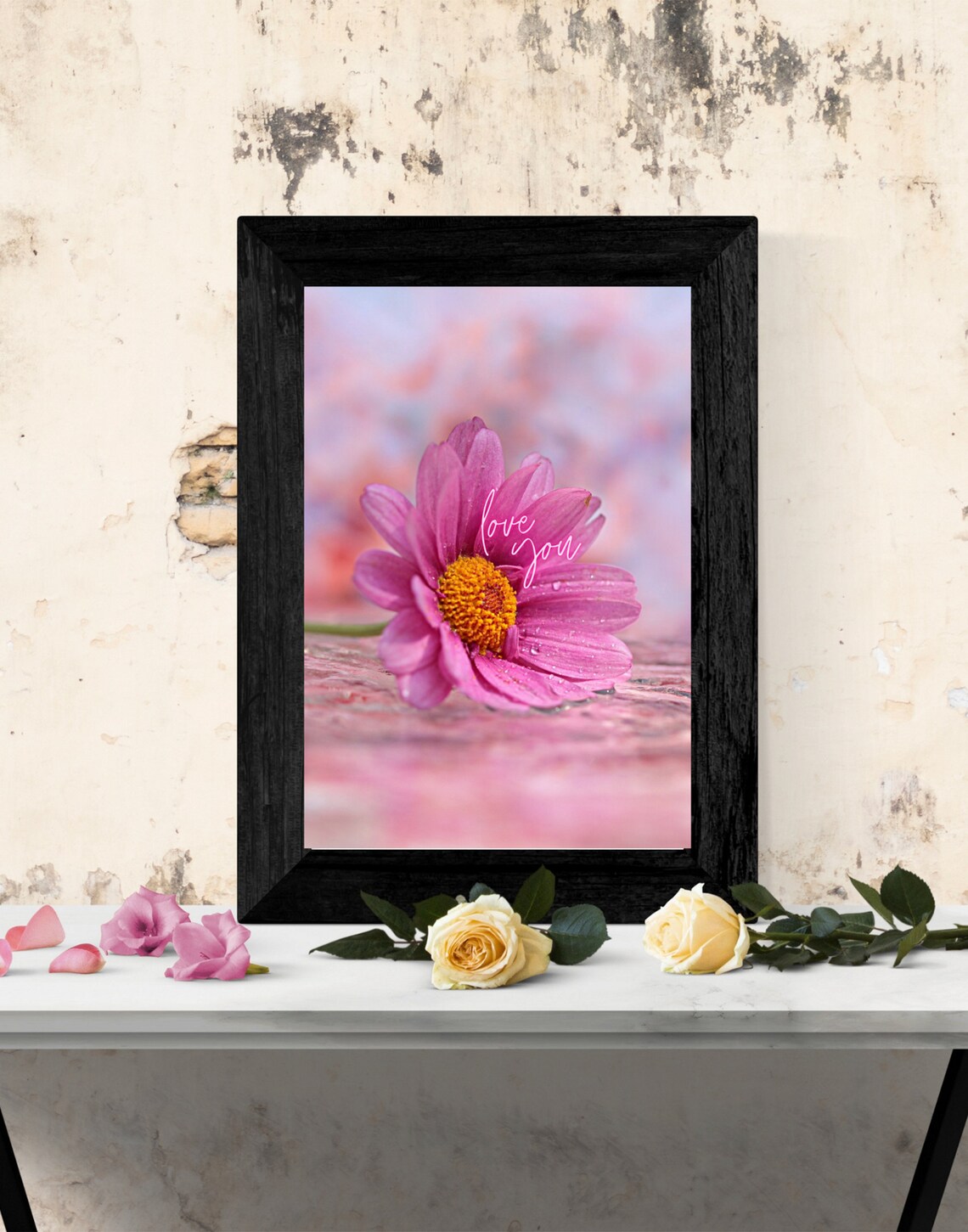 Flower Wall, Daisy Flower Print , Pink Flower Poster, Flower Printable ...