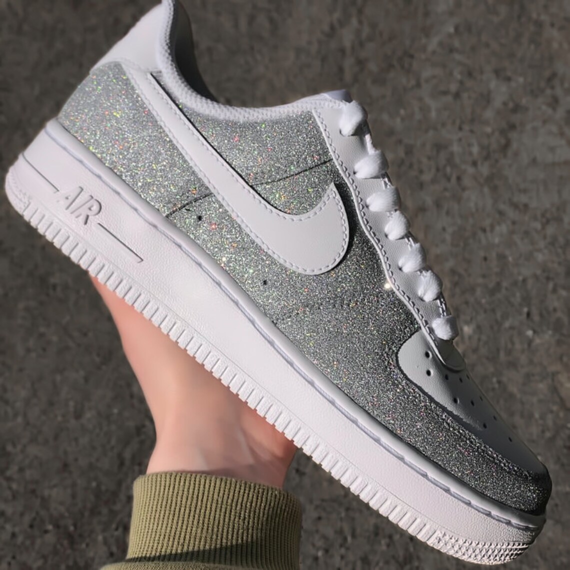 Custom Nike Air Force 1 "holographic Silver" - Sneaker With Silver ...