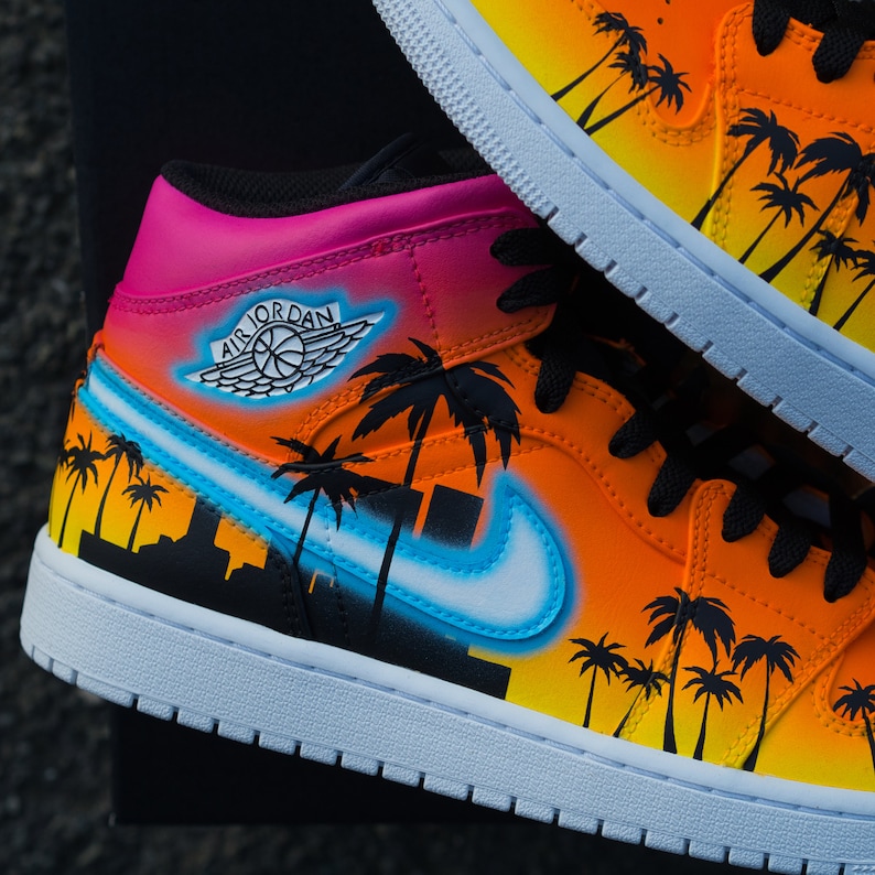 Custom Nike Air Jordan 1 "tropical Summer" - Sneaker Sunset With Palm ...