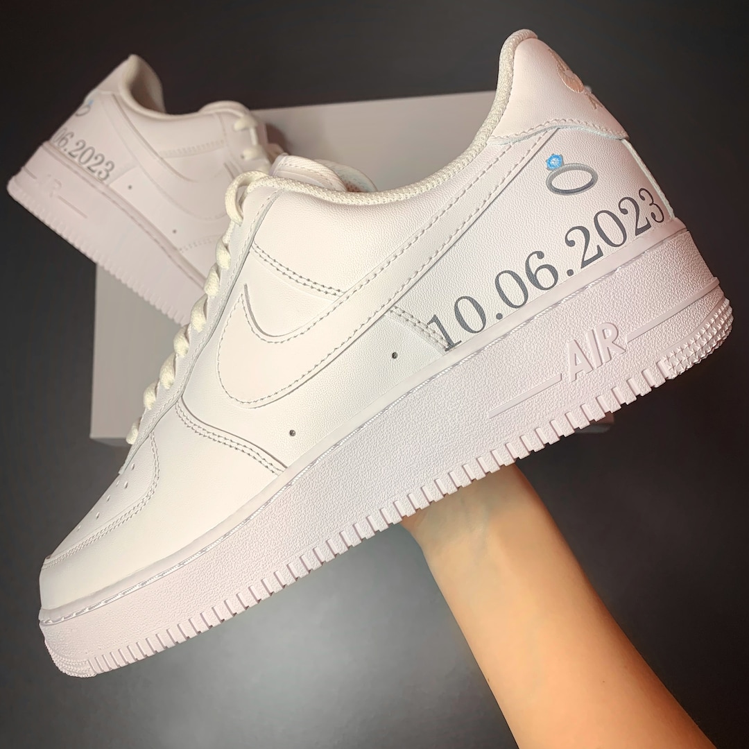 Nike Air Force 1 Wedding Custom Sneaker With Wedding Date - Etsy