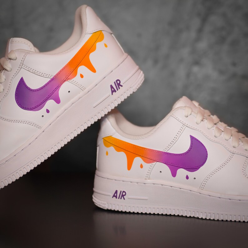 Nike Air Force 1 Color Gradient With Drops - Purple-orange - Custom ...