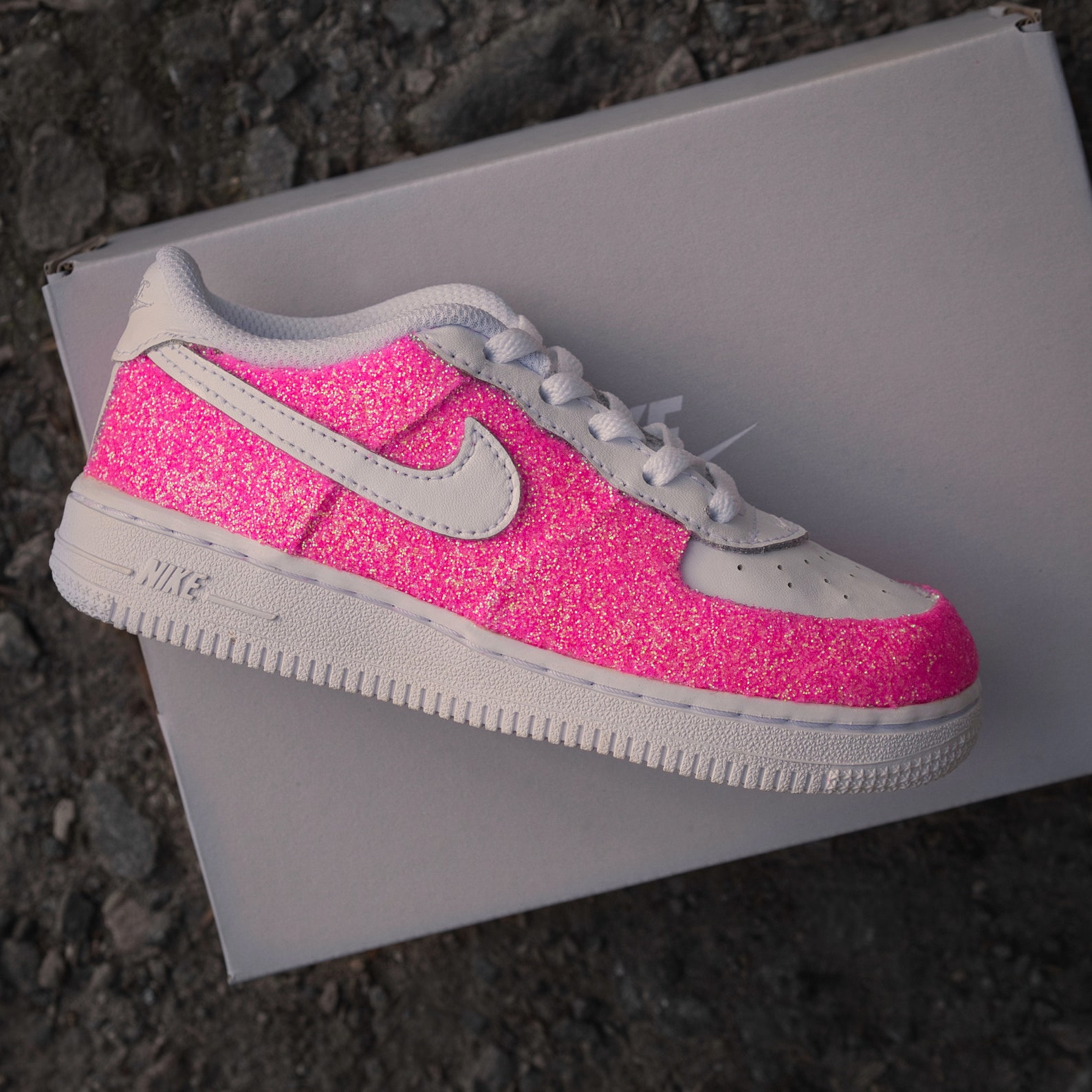 Nike Air Force 1 "pink Glitter" - Custom Pink Glitter Sneaker - Hand ...