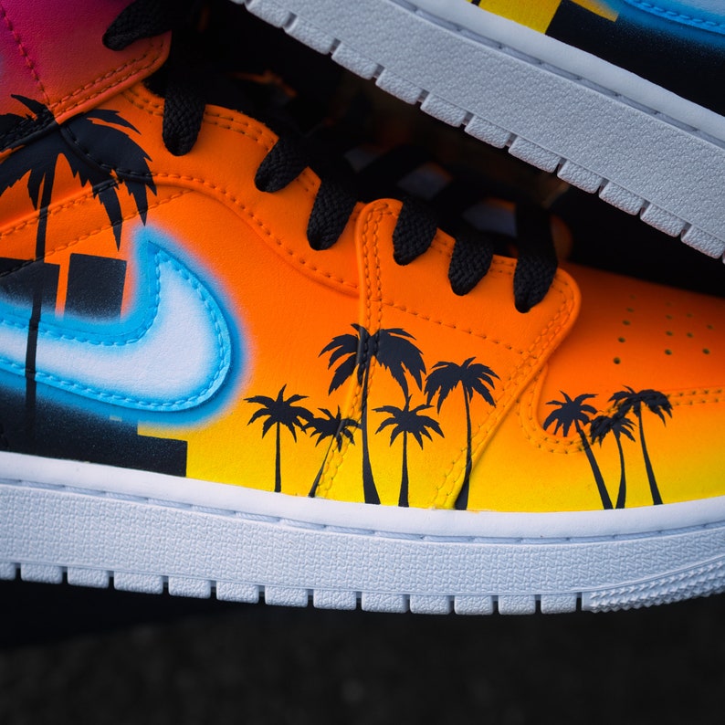 Custom Nike Air Jordan 1 "tropical Summer" - Sneaker Sunset With Palm ...