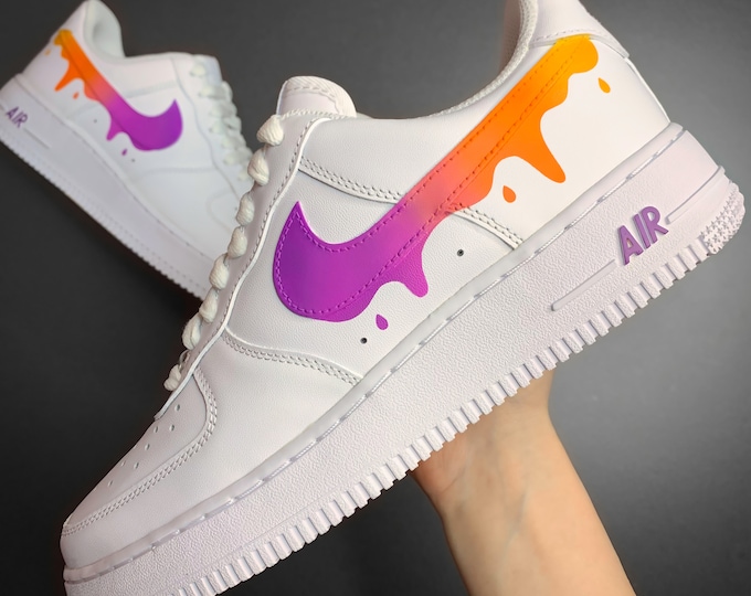 Nike Air Force 1 Color Gradient With Drops - Purple-orange - Custom ...