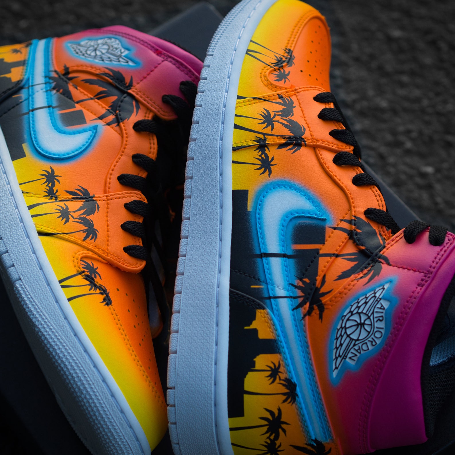 Custom Nike Air Jordan 1 "tropical Summer" - Sneaker Sunset With Palm ...